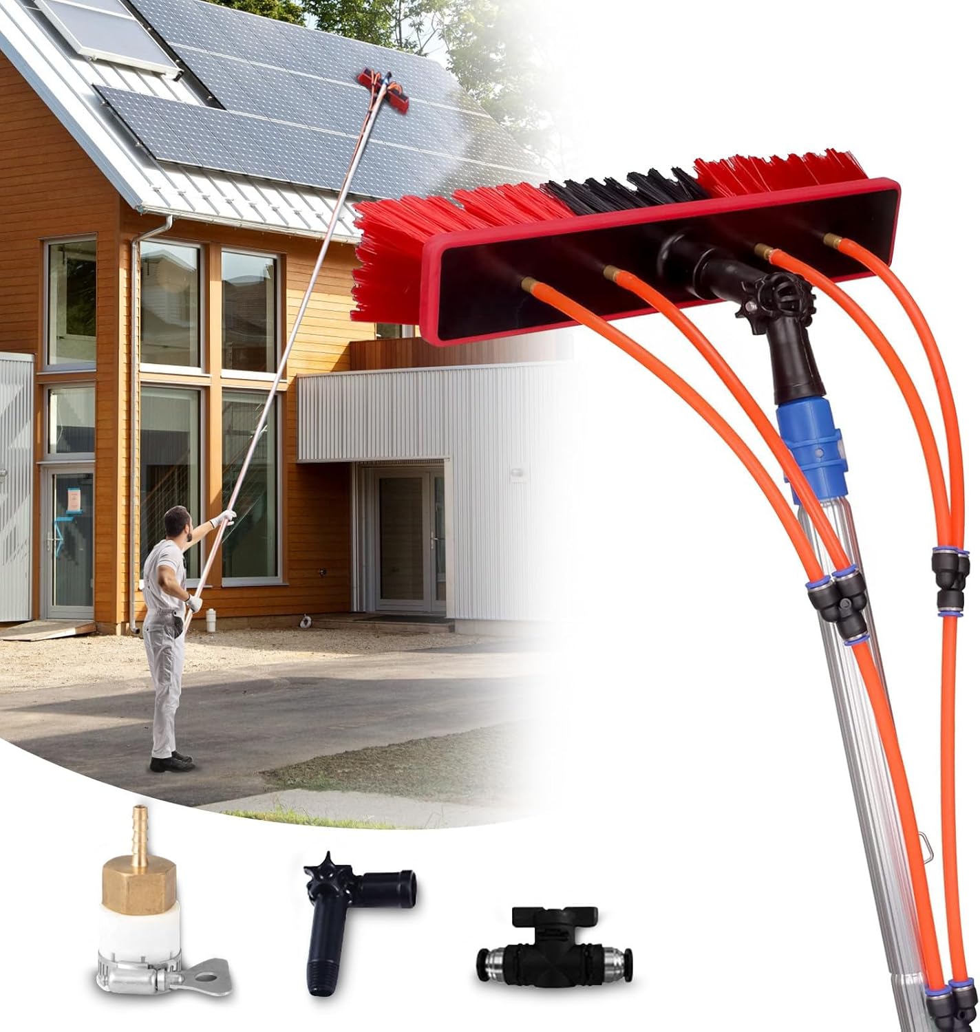 Amazon.com: 35 FT Water Fed Pole Kit Adjustable Solar Panel Cleaning ...