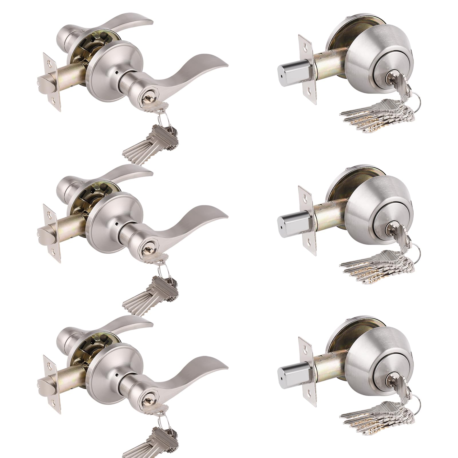 Snapklik.com : Wave Entry Door Levers And Single Cylinder Deadbolt ...