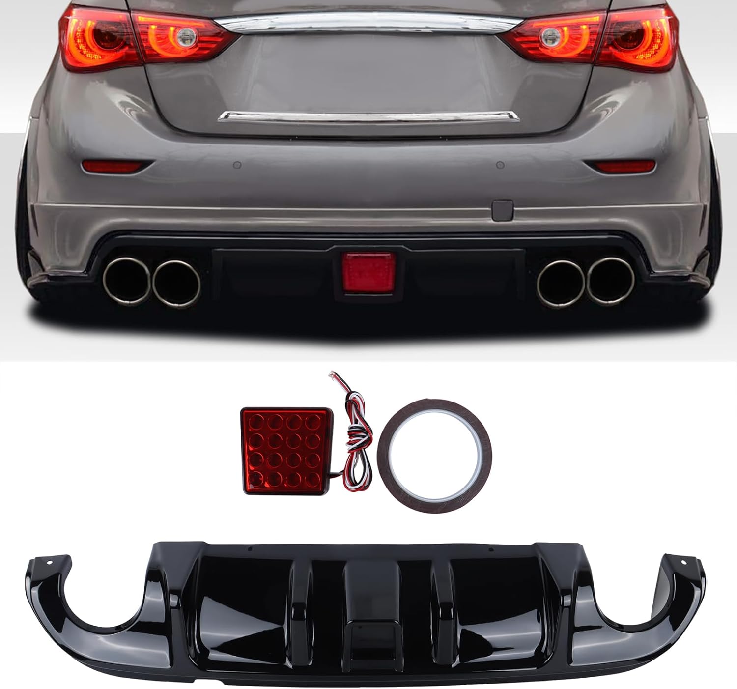 Amazon.com: AOKAILI Rear Diffuser Compatible with 2014-2017 Q50 Gloss ...