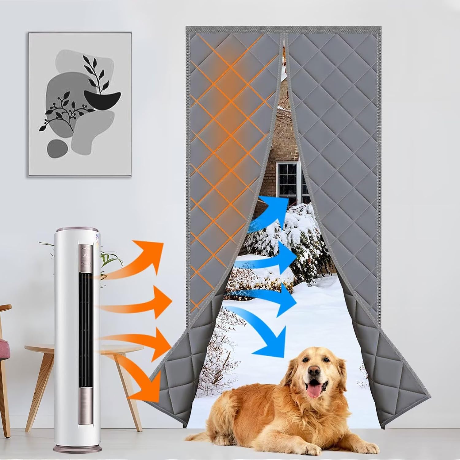 Winter Door Insulation Curtain Magnetic Door Cover for Winter Insulated ...