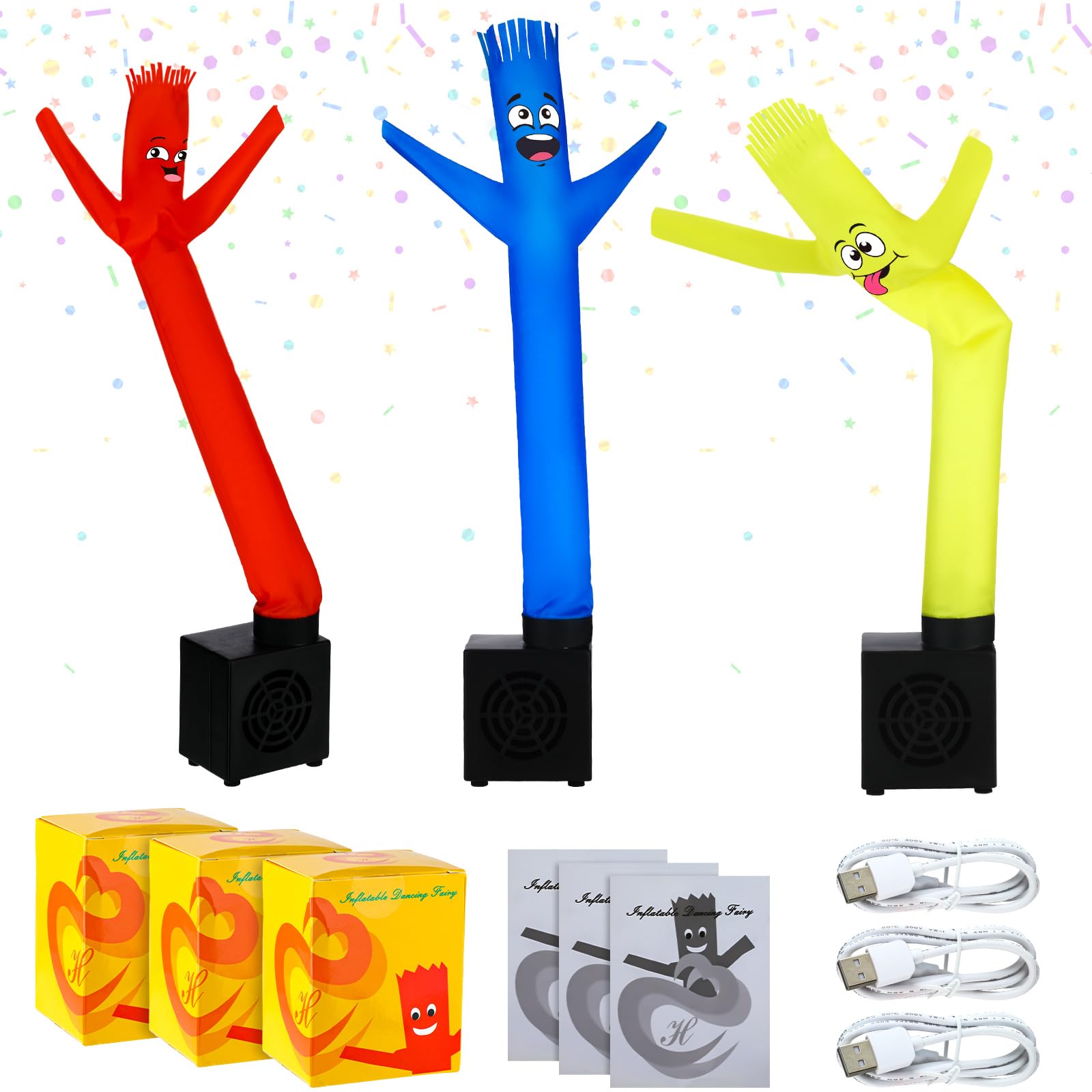 Poen 3 Pcs Mini Inflatable Tube Man Desktop Wacky Waving Inflatable Arm ...