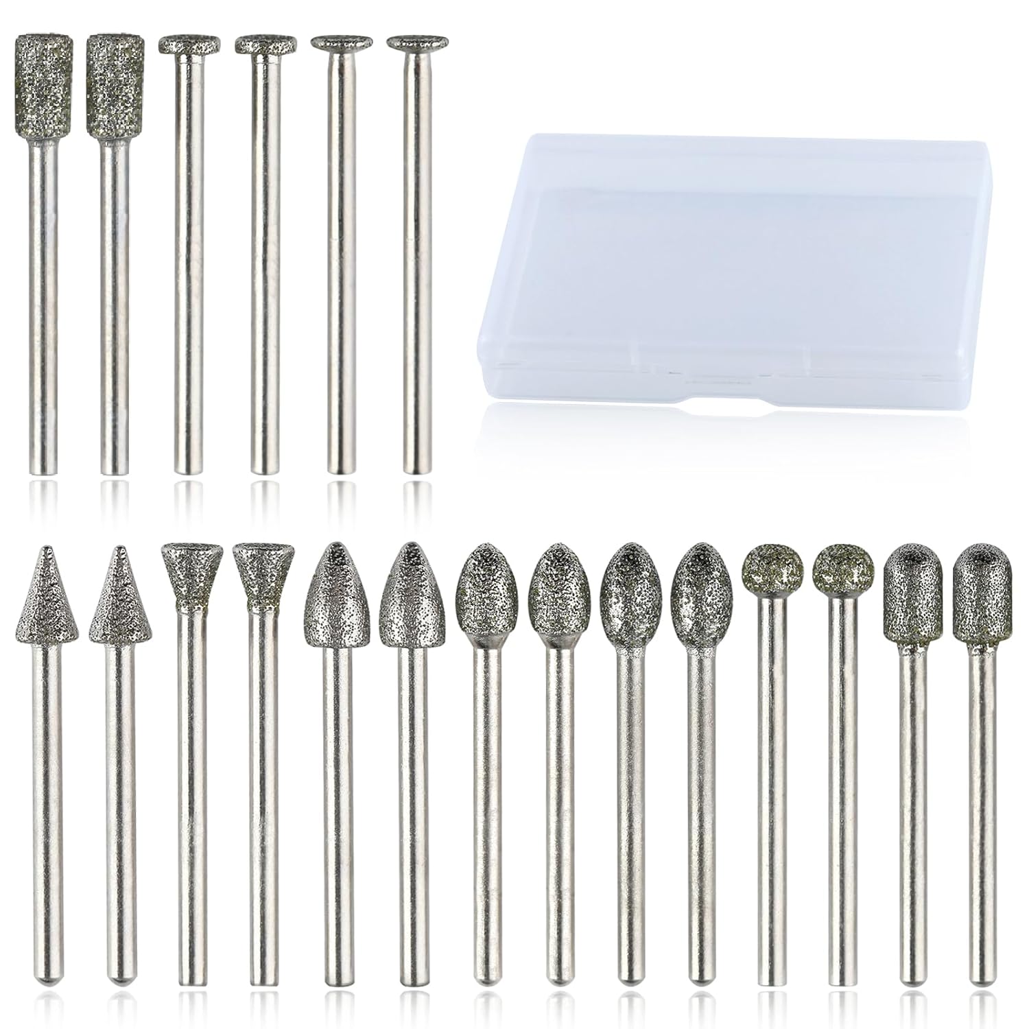 GOLD DEER Polishing Diamond Burr Bits 20 Pcs Stone Carving Set with 1/8 ...