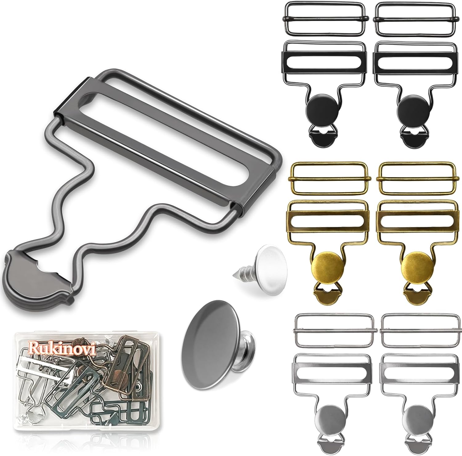 Amazon.com: Rukinovi 6PCS Metal Suspenders Buckles Replacement Kit ...