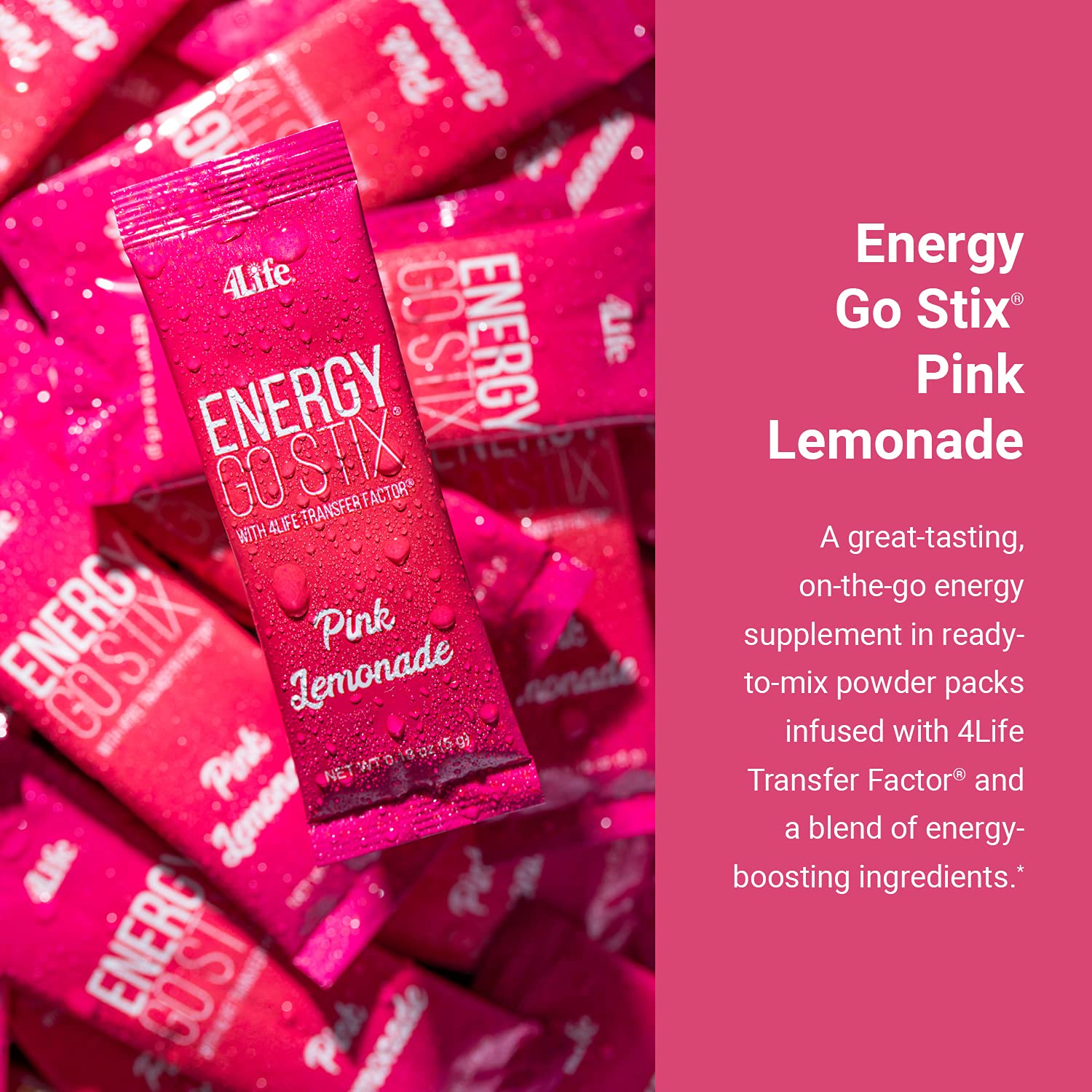 4Life Energy Go Stix - Healthy Energy Source - Pink Lemonade Drink Mix ...