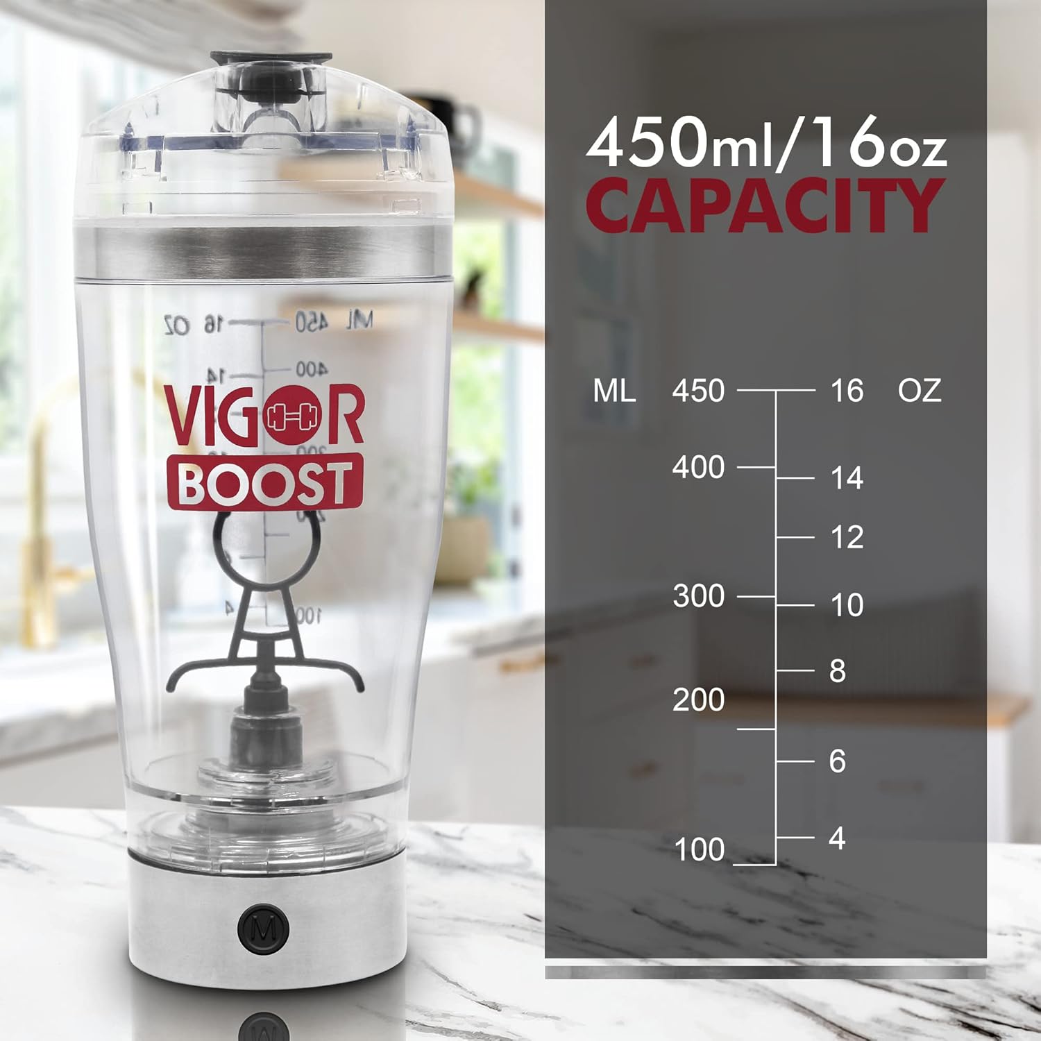 Electric Protein Shaker Bottle by Vigor Boost |450ml |BPA Free 450ml ...