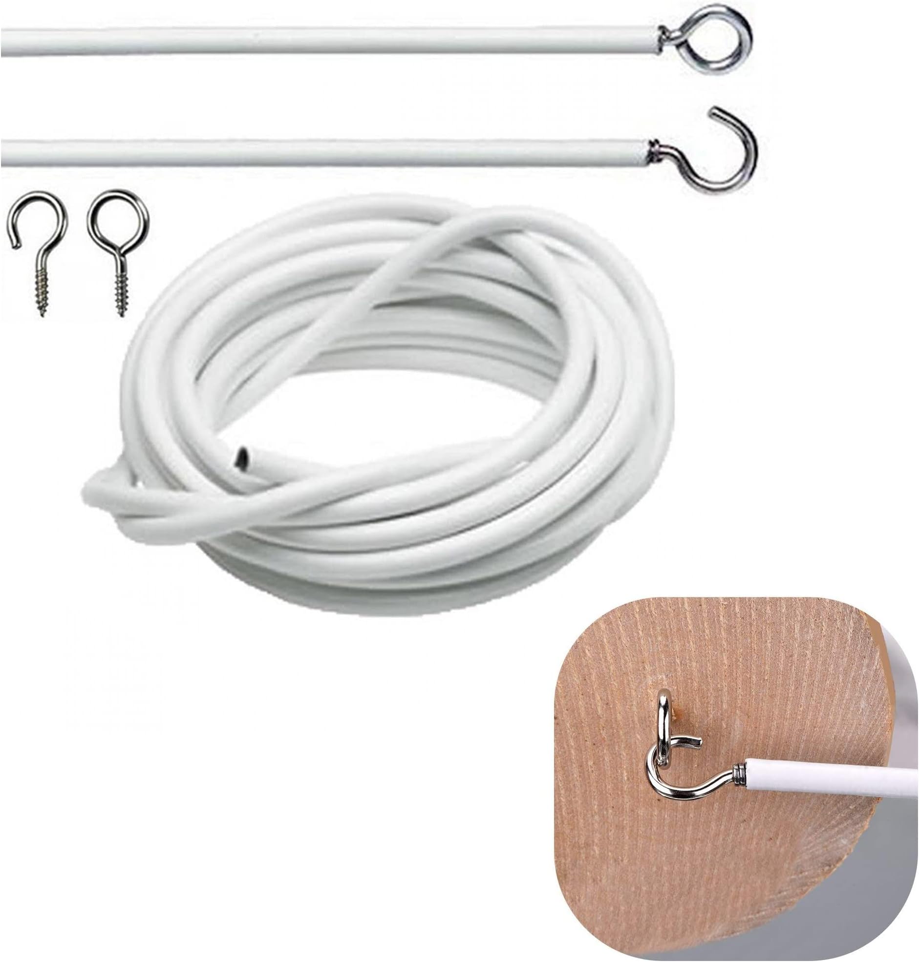 Amazon.com: Wire Cable Curtain Rod System with Clips : Home & Kitchen