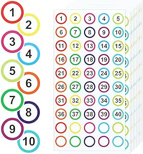 Amazon.com : 1000pcs/20sheets Round Number Stickers, Number Sticker 1 ...