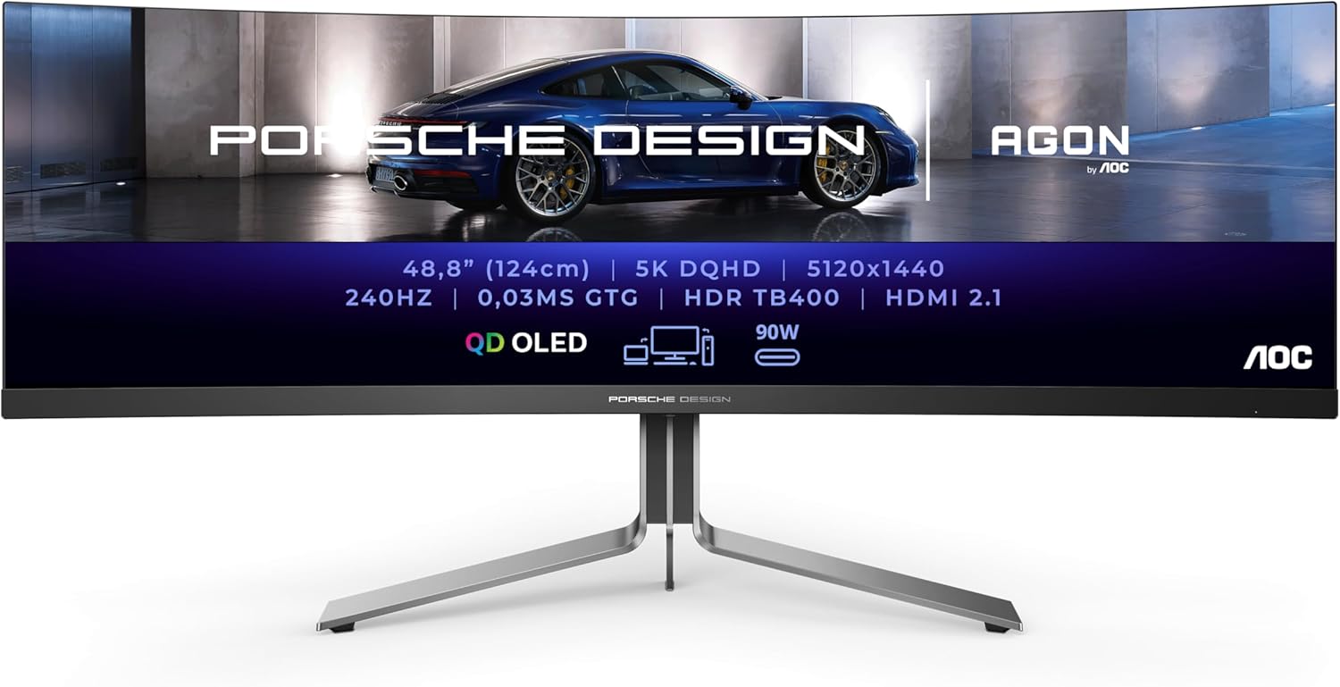 AOC PD49 49 Inch Widescreen QD OLED Black Multimedia Curved Monitor ...