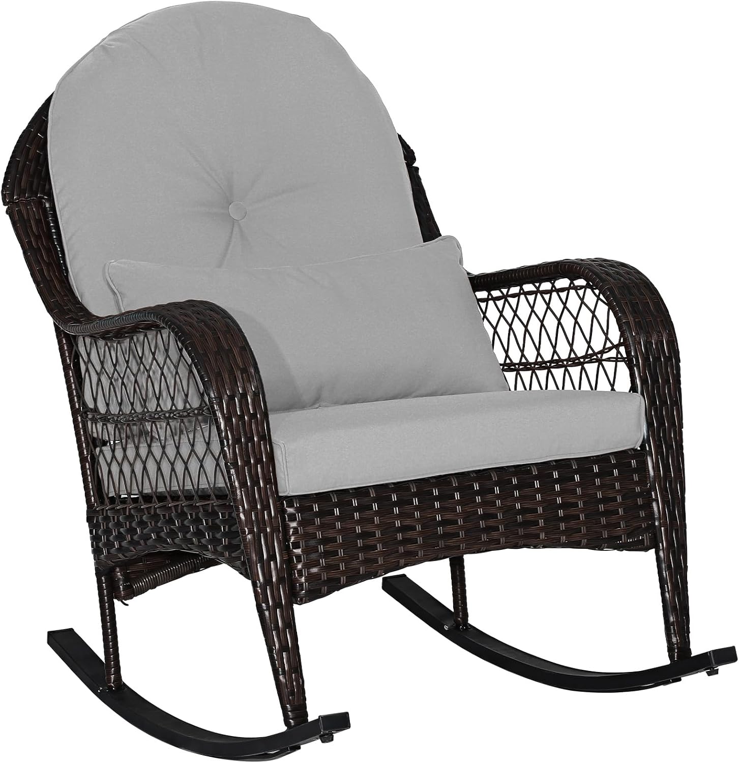 Amazon.com: Tangkula Outdoor Wicker Rocking Chair, Patio Rattan Rocker ...