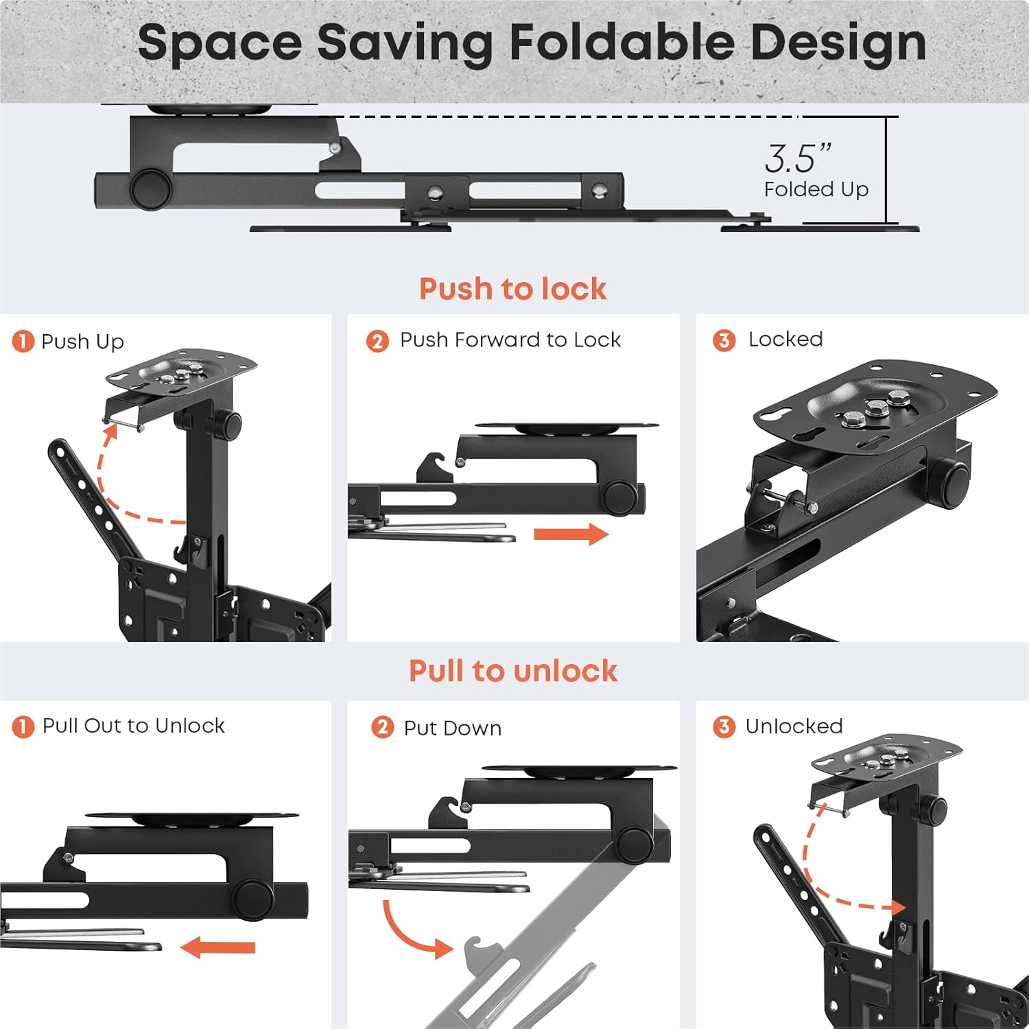 PUTORSEN Support TV rabattable, support TV de plafond pliable manuel ...