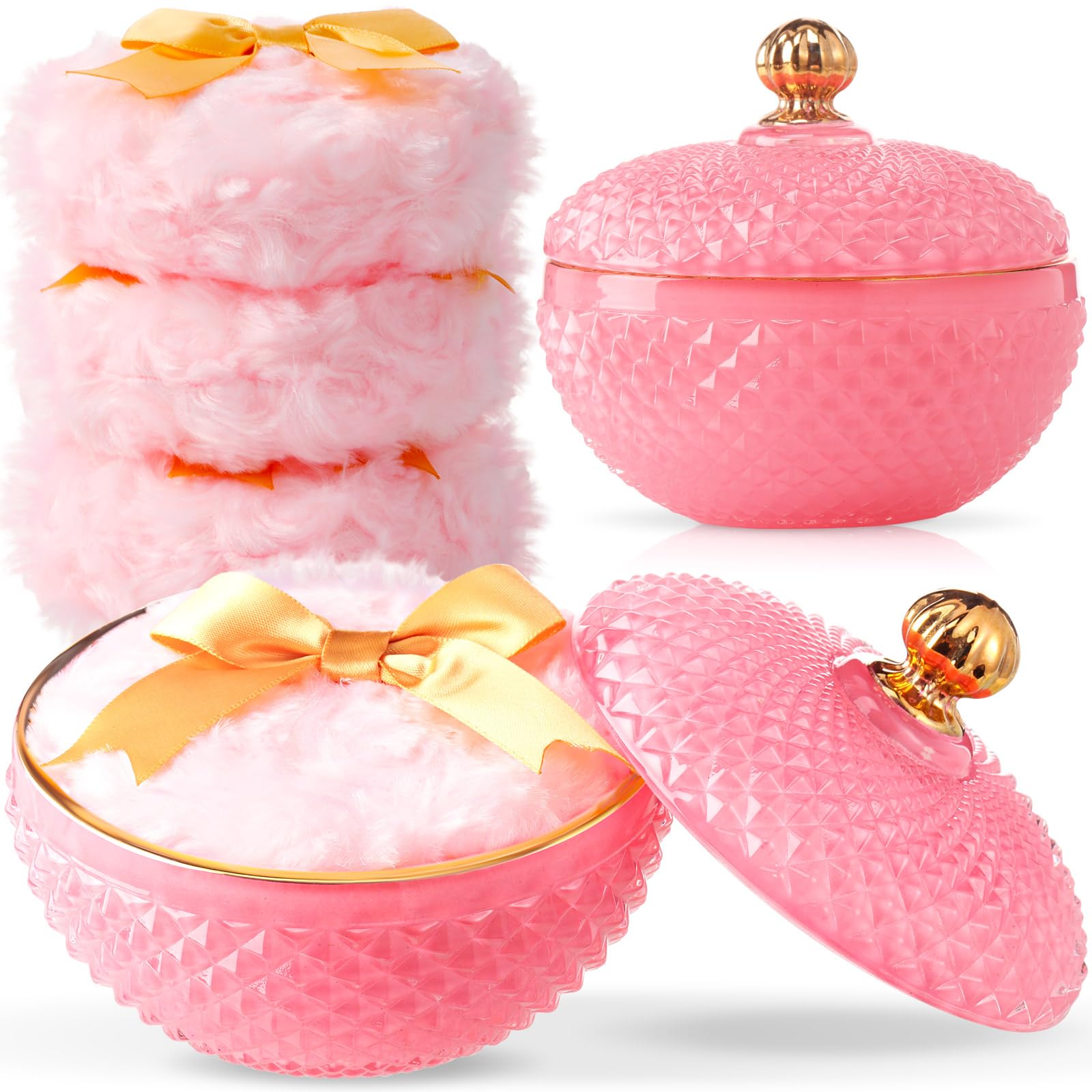 Amazon.com: Teenyyou 4 Pcs Large Body Powder Puff and Container Powder ...