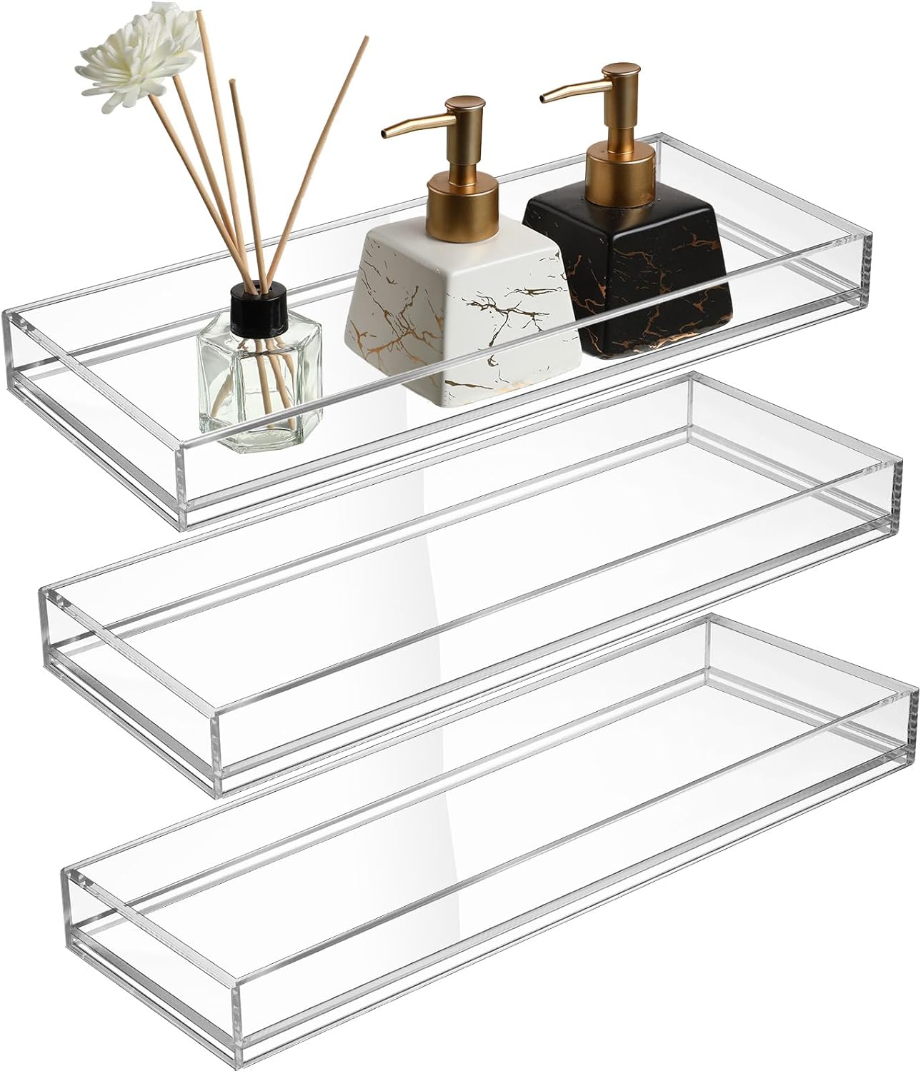Amazon.com: Maitys 3 Pcs Acrylic Vanity Tray Bathroom Tray for Serving ...