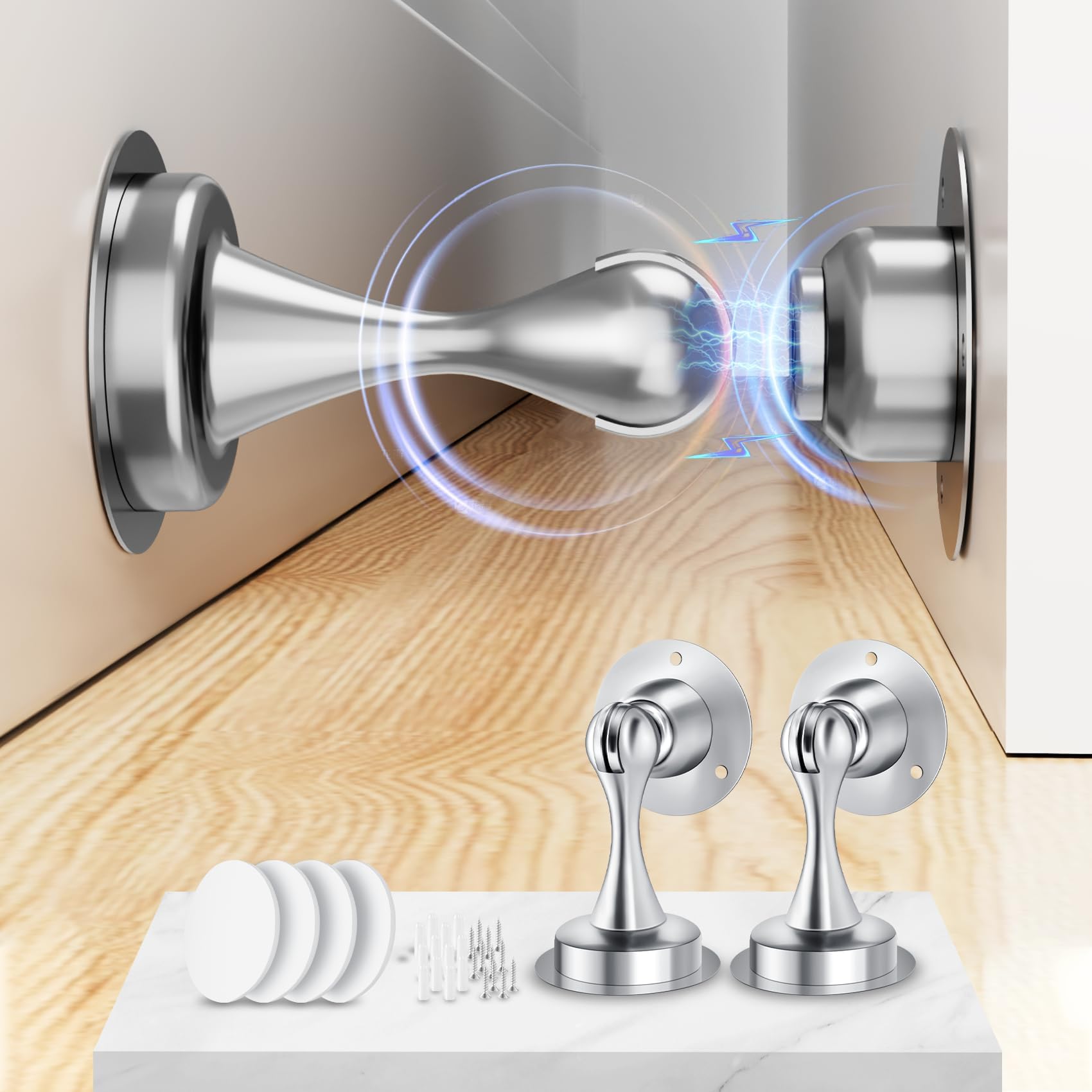 Amazon.com: Sumnacon 2Pcs Powerful Magnetic Door Stoppers - Stainless ...