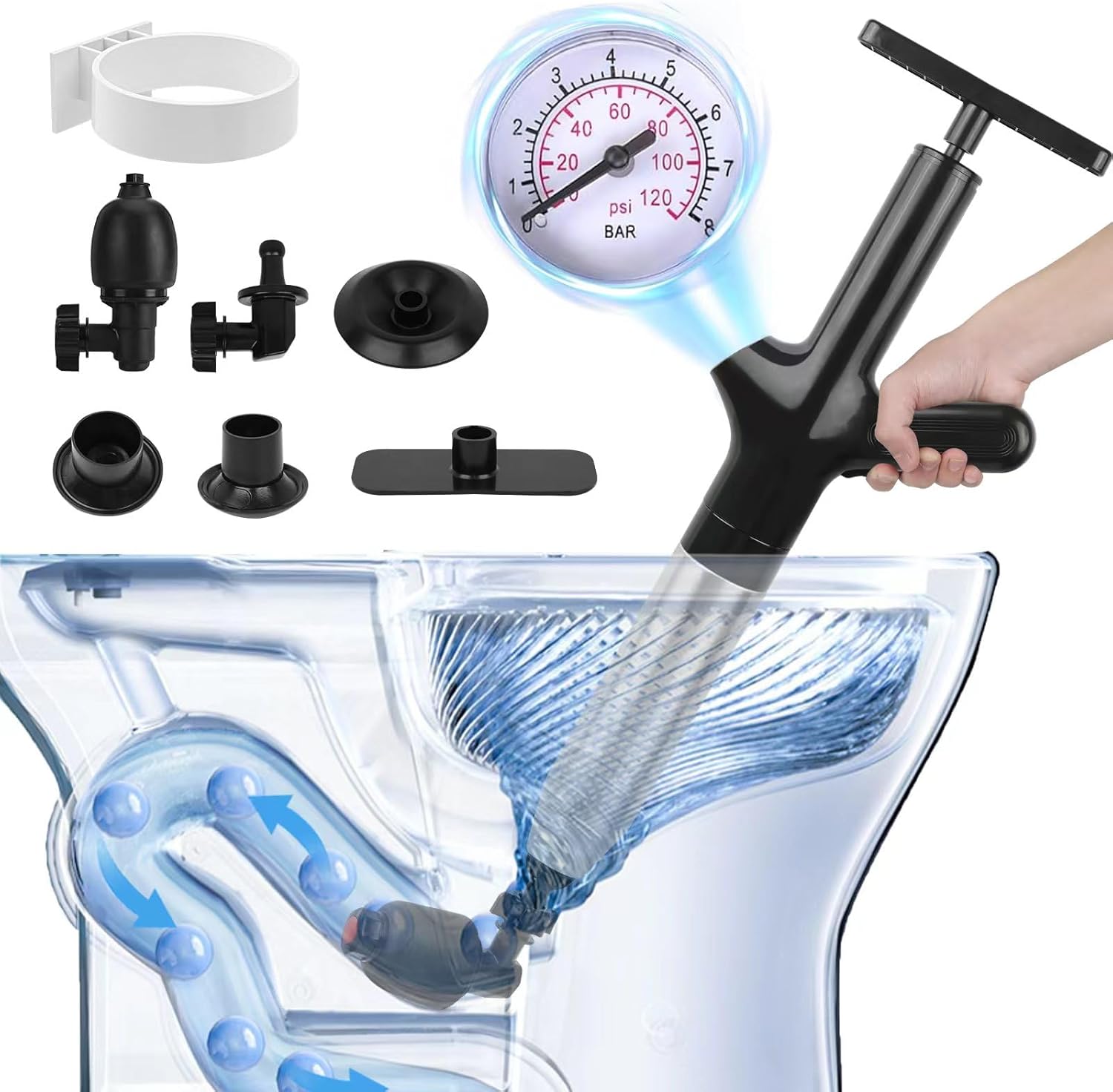 Amazon.com: High Pressure Toilet Plunger, 9 in 1 Air Plunger for Toilet ...