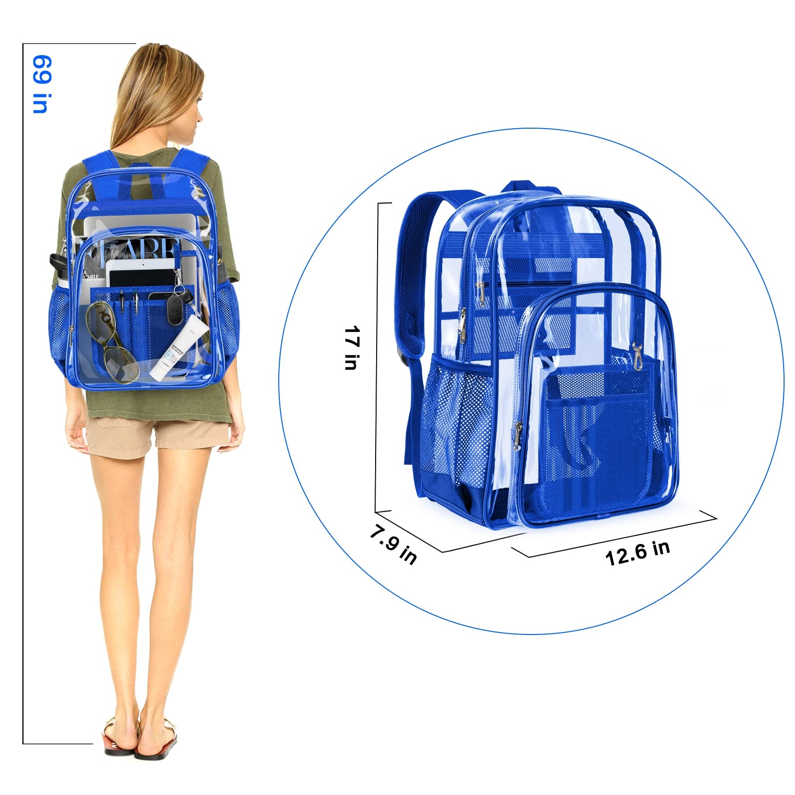 Snapklik.com : PAMANO Clear Backpack Transparent Heavy Duty See Through Bag For College Work ...