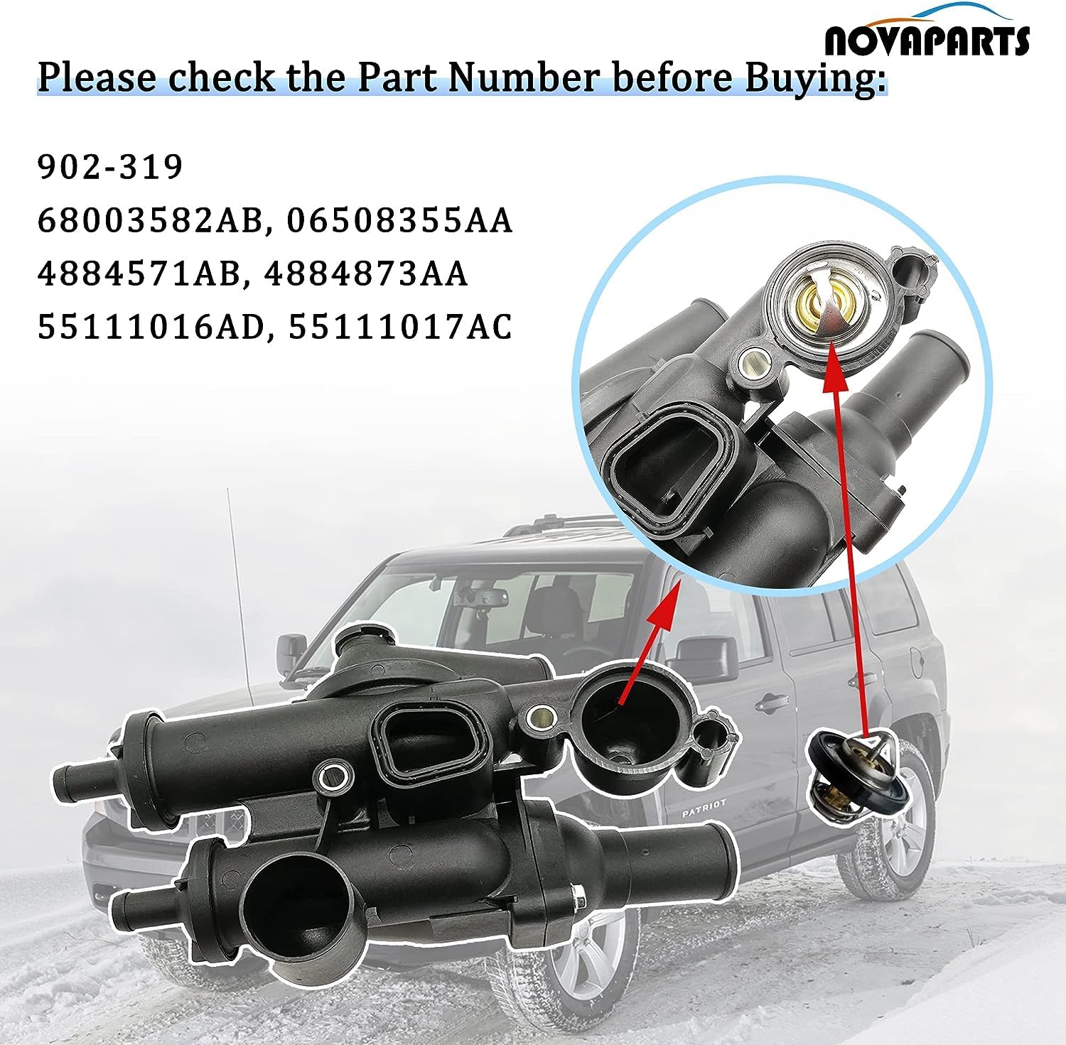 Snapklik.com : 68003582AB 902-319 Thermostat Housing Assembly For Dodge ...