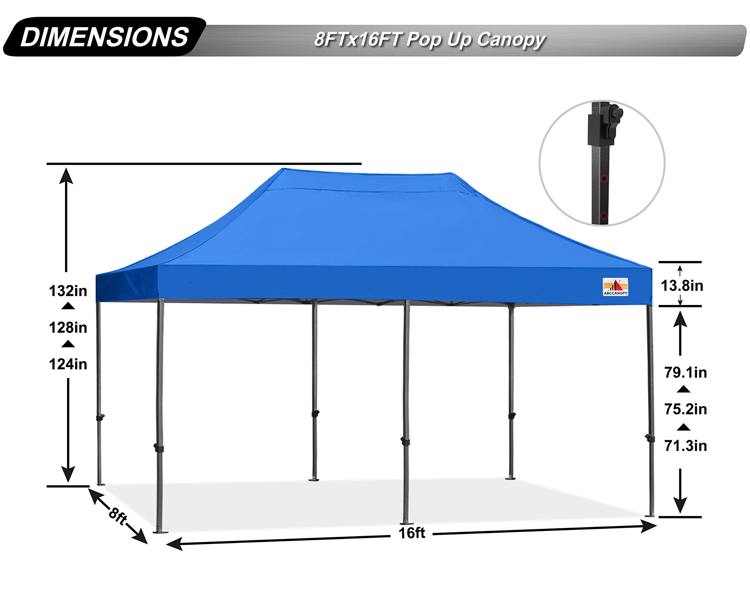 ABCCANOPY Patio Pop Up Canopy Tent 8x16.4 Commercial-Series (Blue)