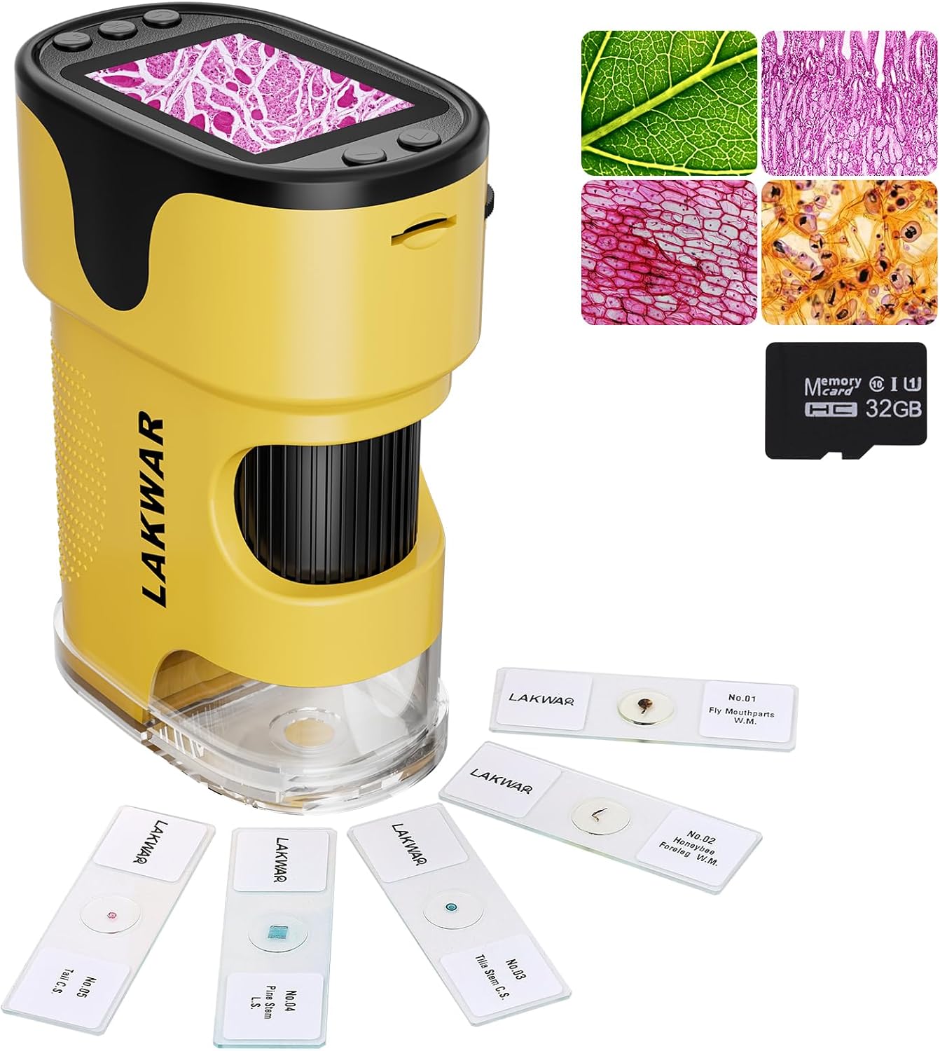 Amazon.com : LAKWAR Portable Digital Microscope for Kids & Adults, 200 ...