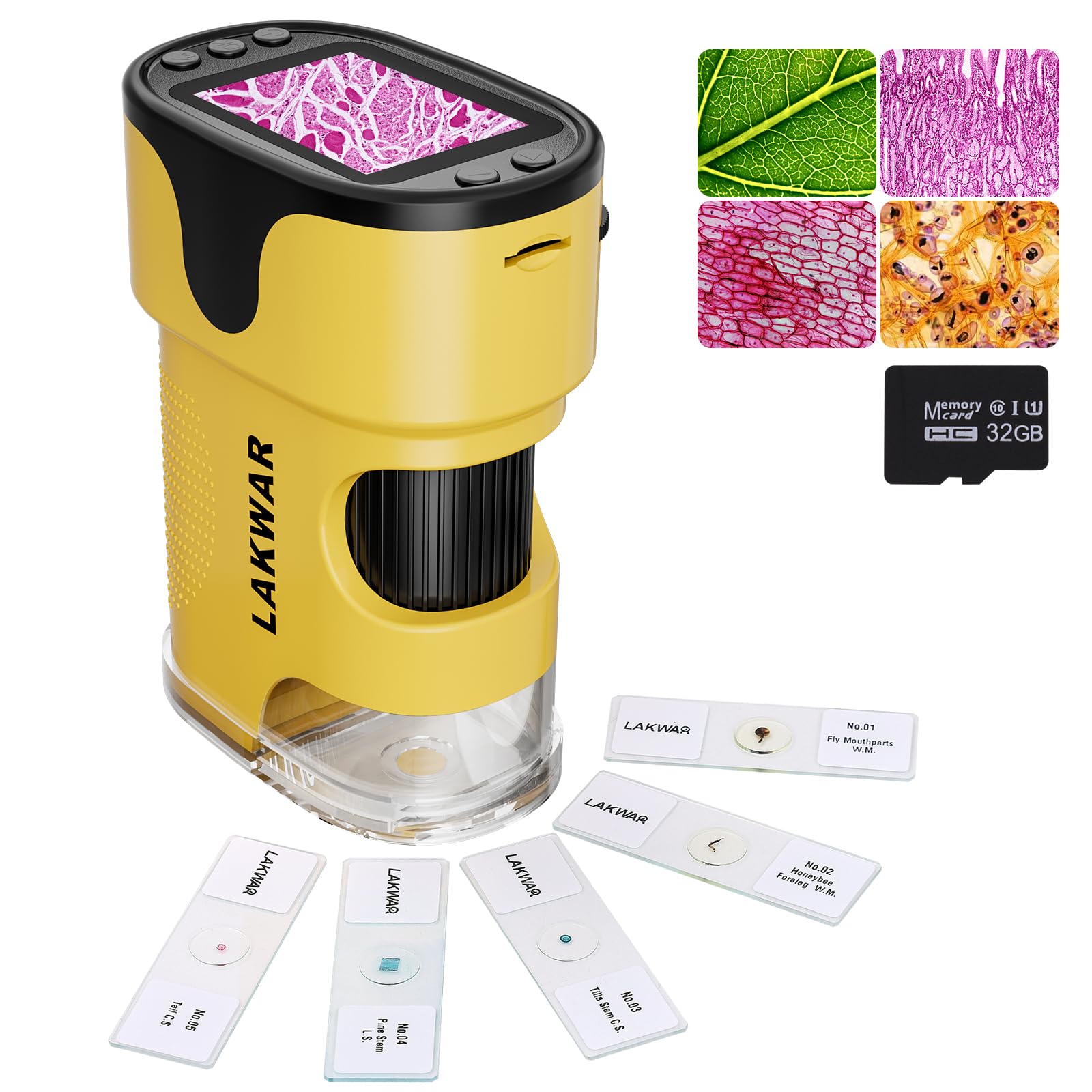 Amazon.com : LAKWAR Portable Digital Microscope for Kids & Adults, 200 ...