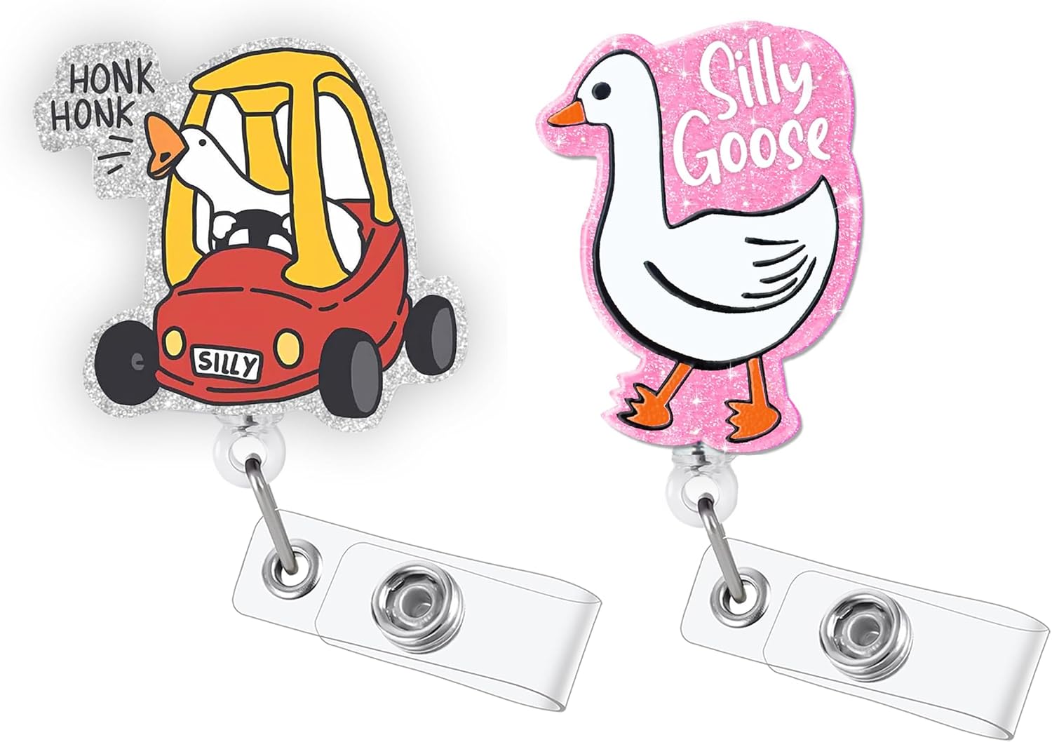 Amazon.com : 2Pcs Funny Angry Goose Badge Reel for ID Card Retractable ...