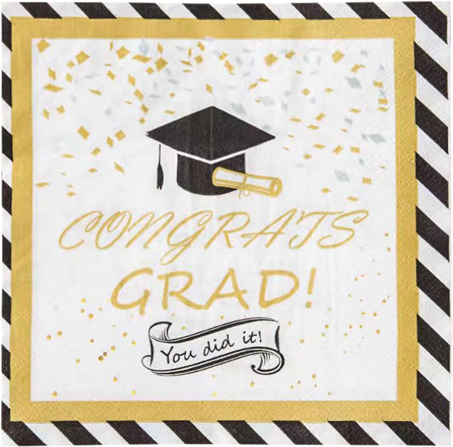 Amazon.com: Congrats Grad Napkins for Graduation Party Supplies White ...