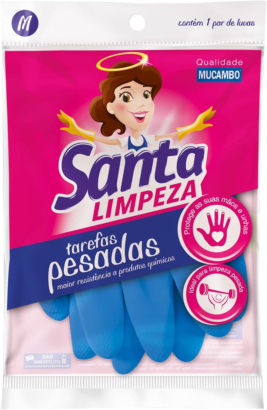 Santa Limpeza Luva Tarefas Pesadas M Azul : Amazon.com.br: Ferramentas ...
