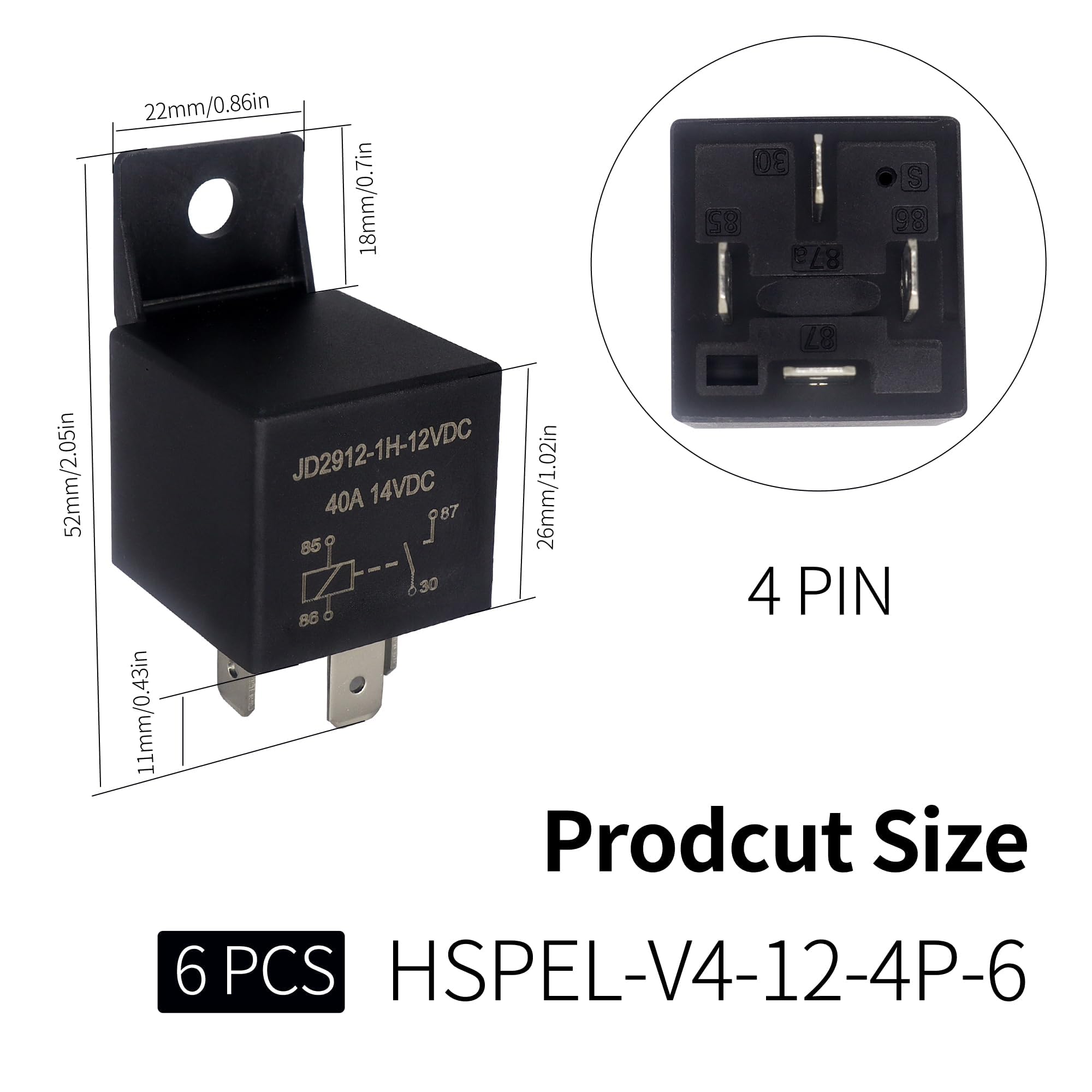 Snapklik.com : HiSport 6 Pack Car Relays 12V 40A, 4 Pin Relay Spst ...