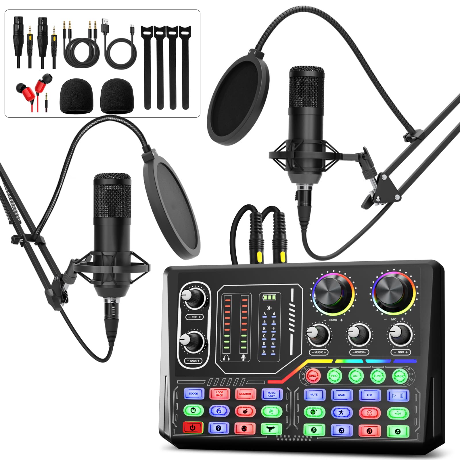 Snapklik.com : Podcast Equipment Bundle For 2, Audio Interface Mixer