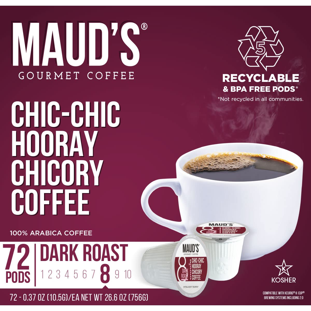 Snapklik.com : Mauds Chicory Dark Roast Coffee Pods, 72 Ct Chic-Chic ...