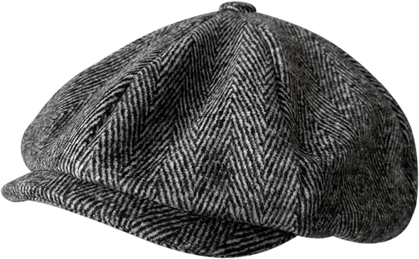 Men's Cap Men's Newsboy Hats Vintage Herringbone Octagon Cap Women ...