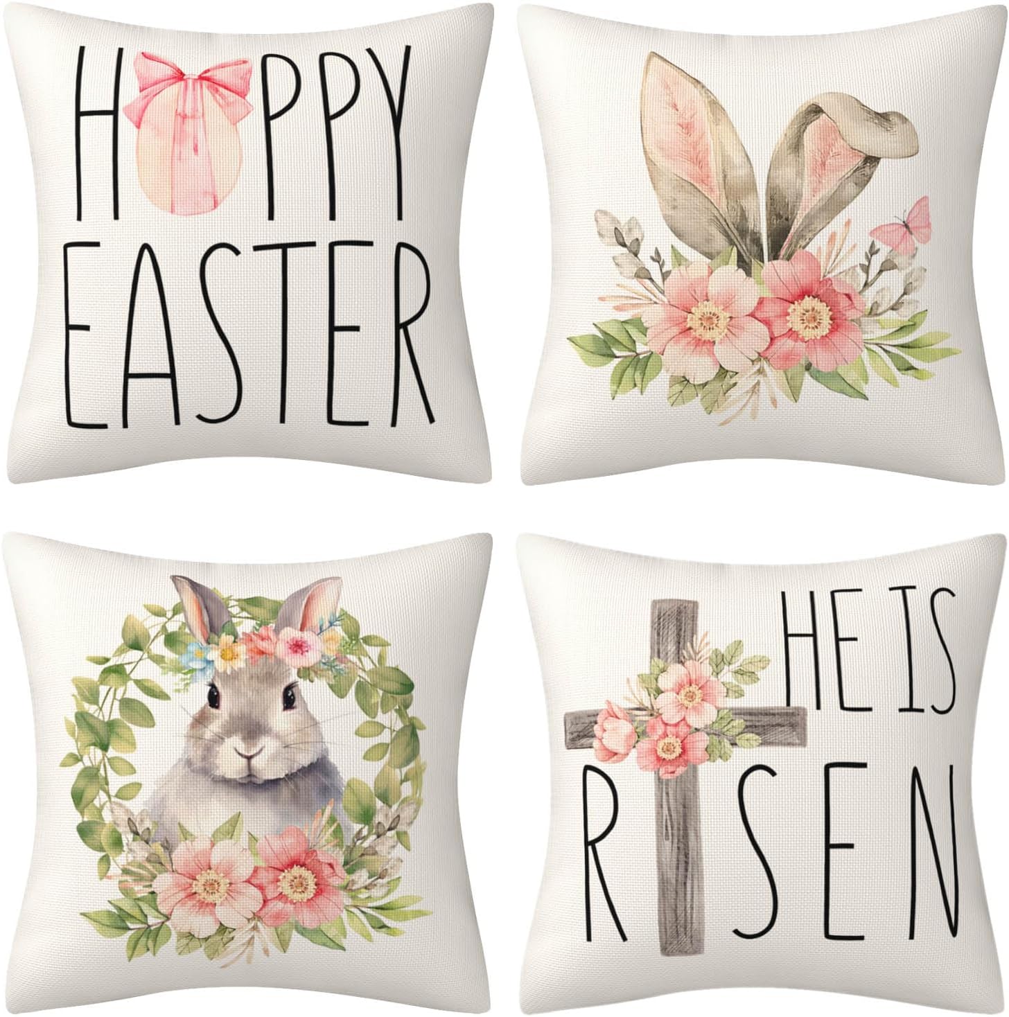 Amazon.com: Bunny Chorus Easter Decorations Pillow Covers 18x18, 4 pcs Farmhouse Brown White ...