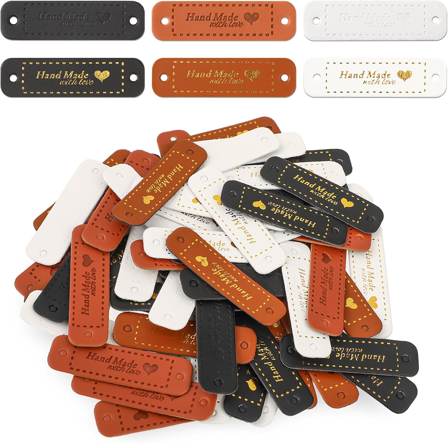 Amazon.com: Molain 60Pcs Handmade Sewing Labels, PU Leather Labels ...