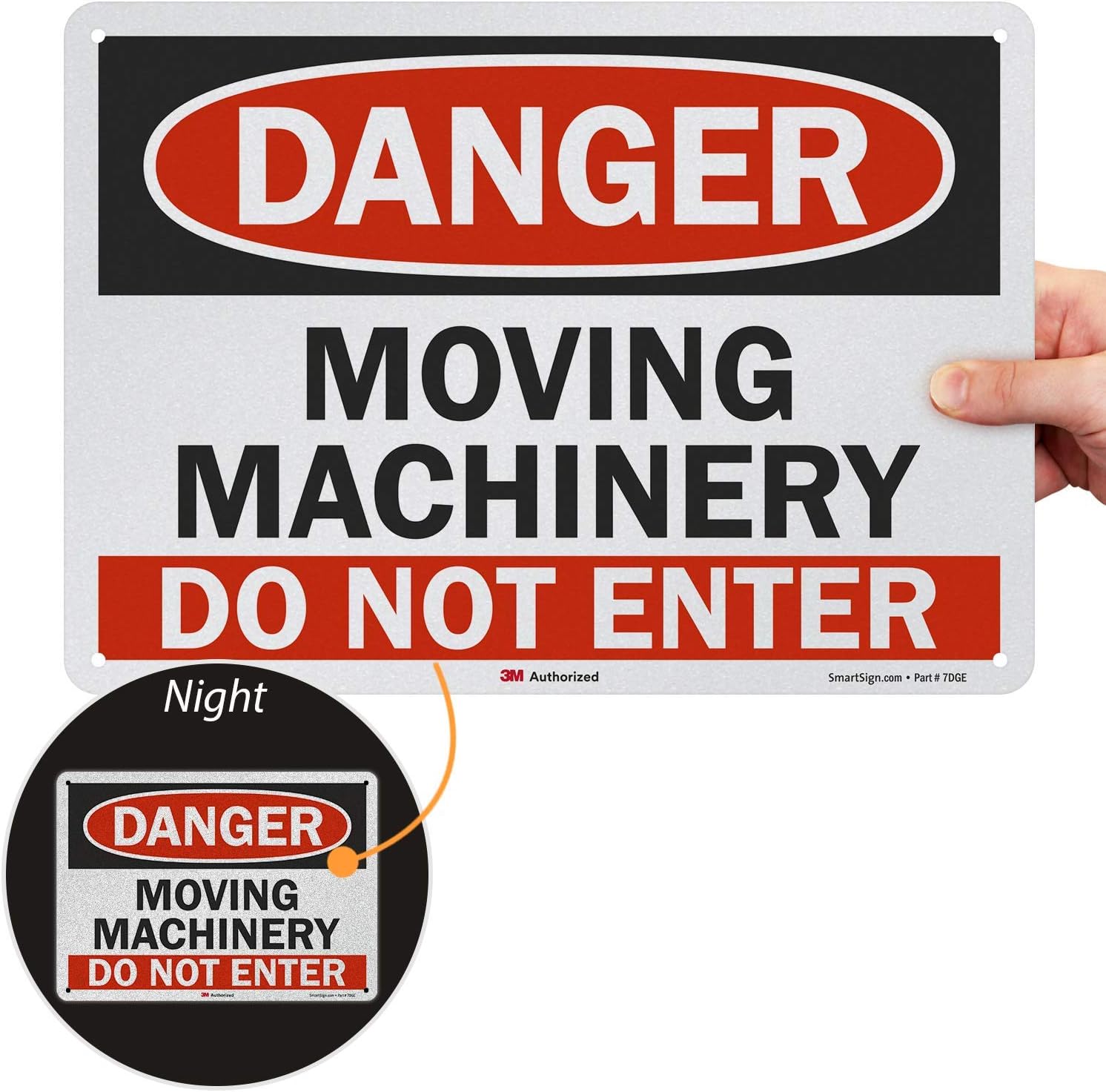 SmartSign 3M Engineer Grade Reflective Sign, Legend "Danger: Moving ...