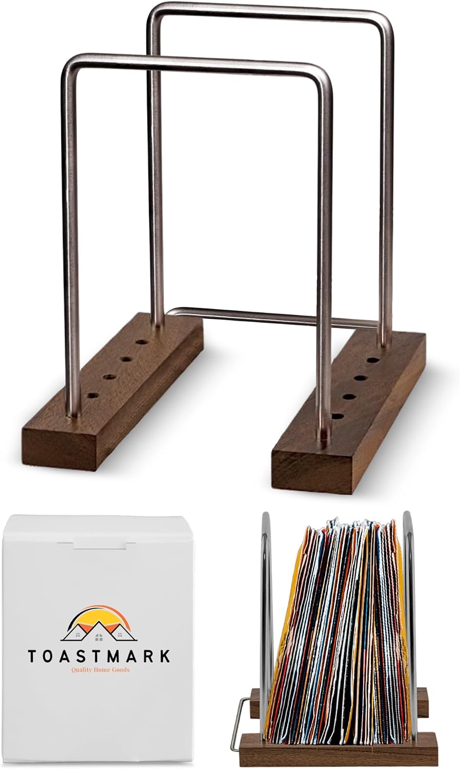 Amazon.com: Mini Record Holder - Upto 35 LP Solid Walnut Vinyl Record ...