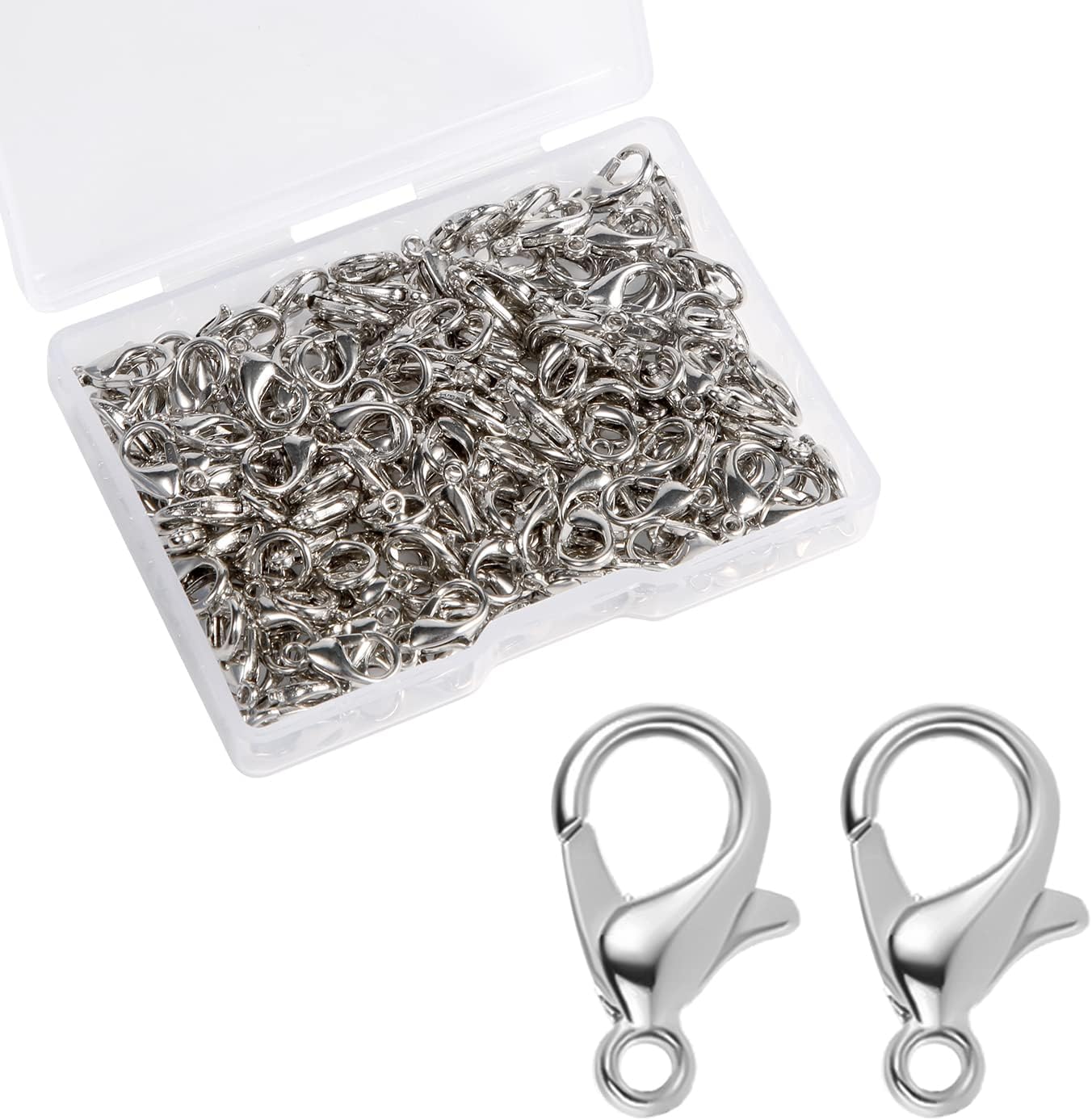 Amazon.com: 150pcs Silver Lobster Claw Clasps, 12mm Alloy Lobster Clasp ...