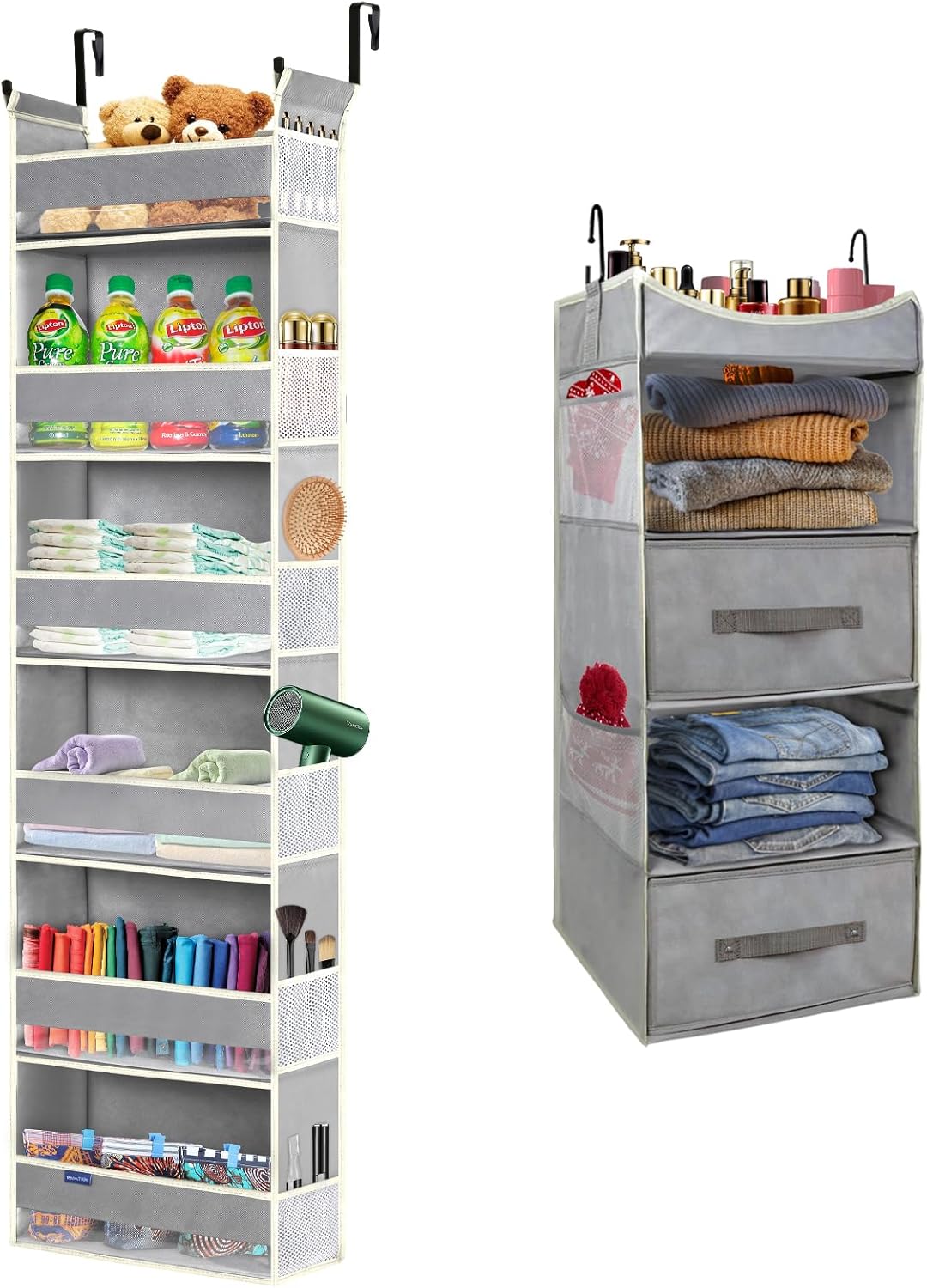 Amazon.com: Over The Door Hanging Organizer 6-Shelves Grey + 5-Tier ...