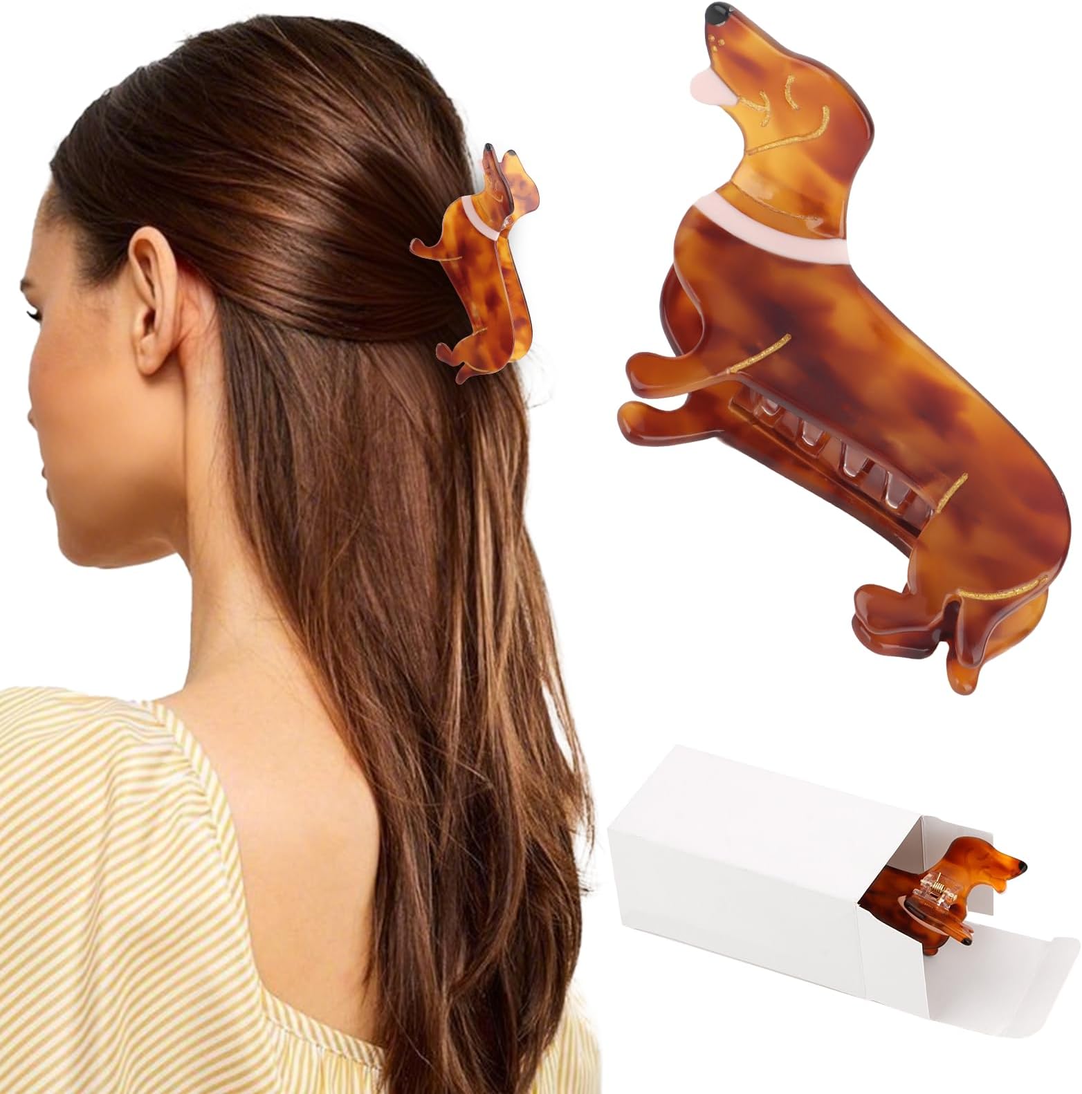 Amazon.com : Cute Dachshund Claw Clips, Cellulose Acetate Hair Clips ...
