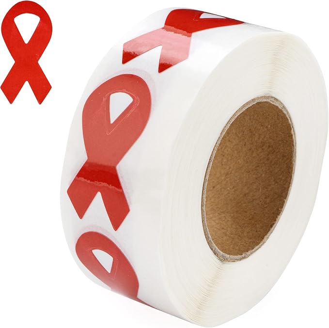 Amazon.com: 250 Small Red Ribbon Awareness Stickers - Small Red Ribbon ...