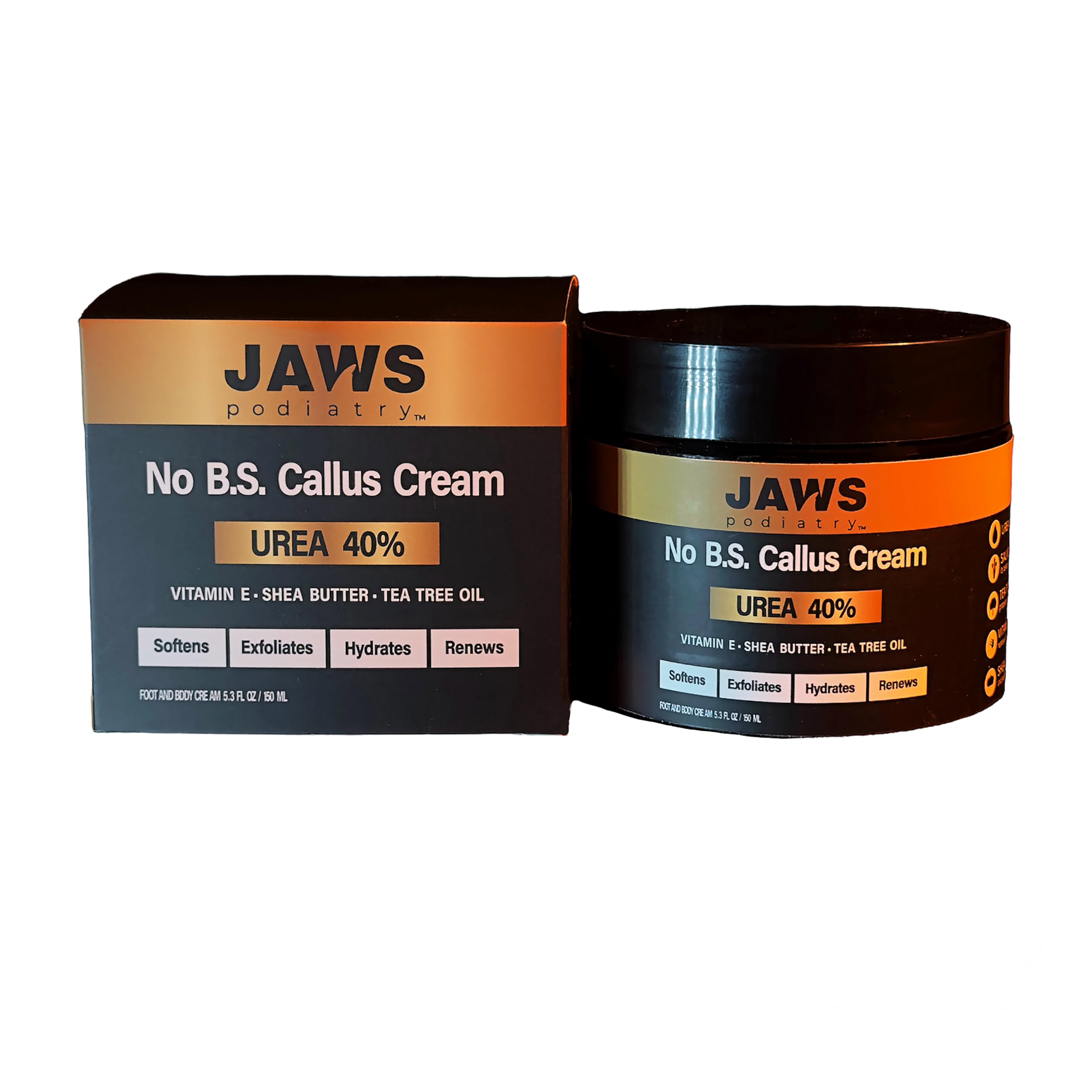 Amazon.com : Jaws Podiatry Urea Cream No B.S. Callus Cream - Foot Cream ...