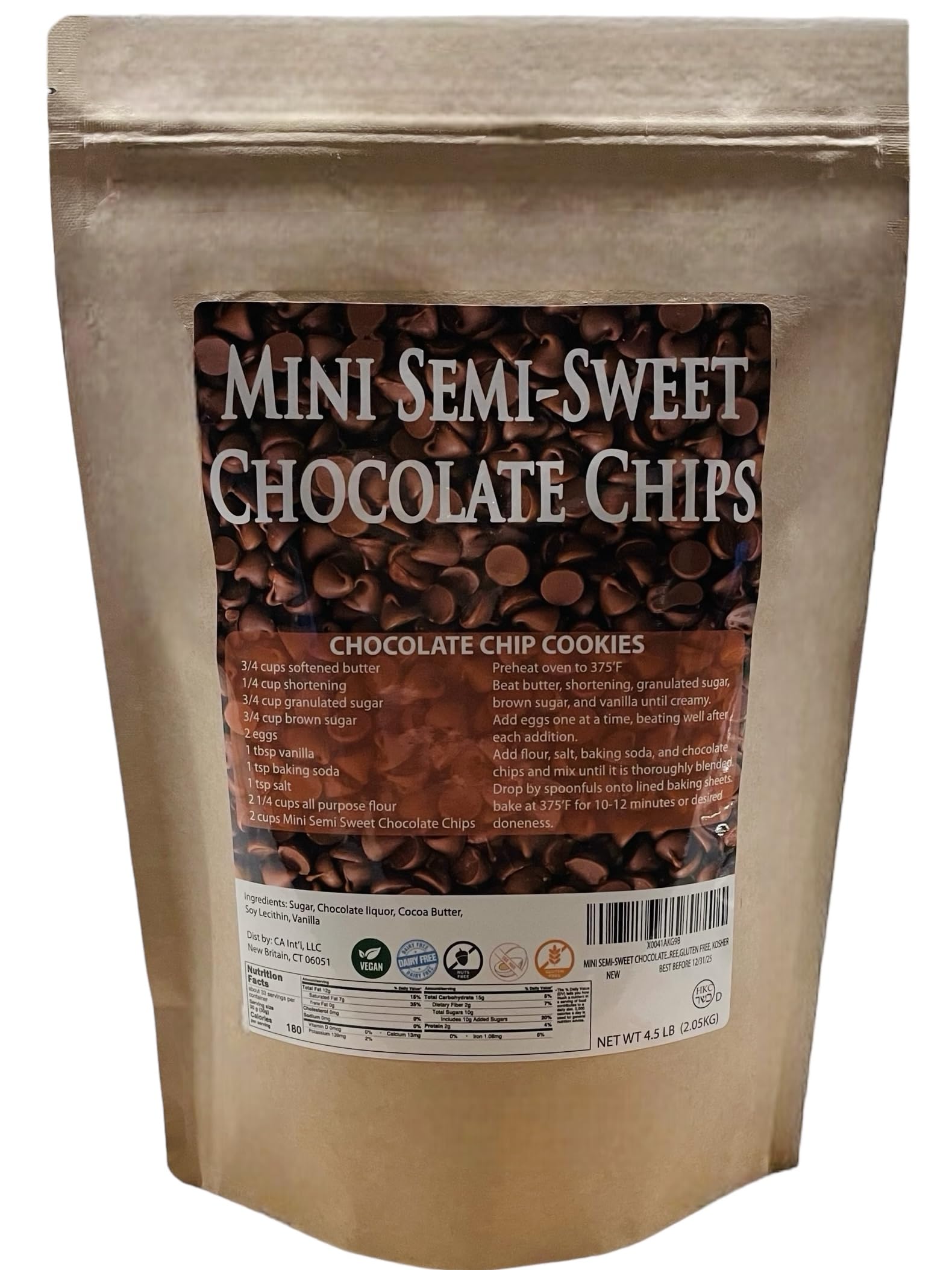 Amazon.com: Mini Semi-Sweet CHOCOLATE CHIPS 4.5LB Pouch are small chips ...