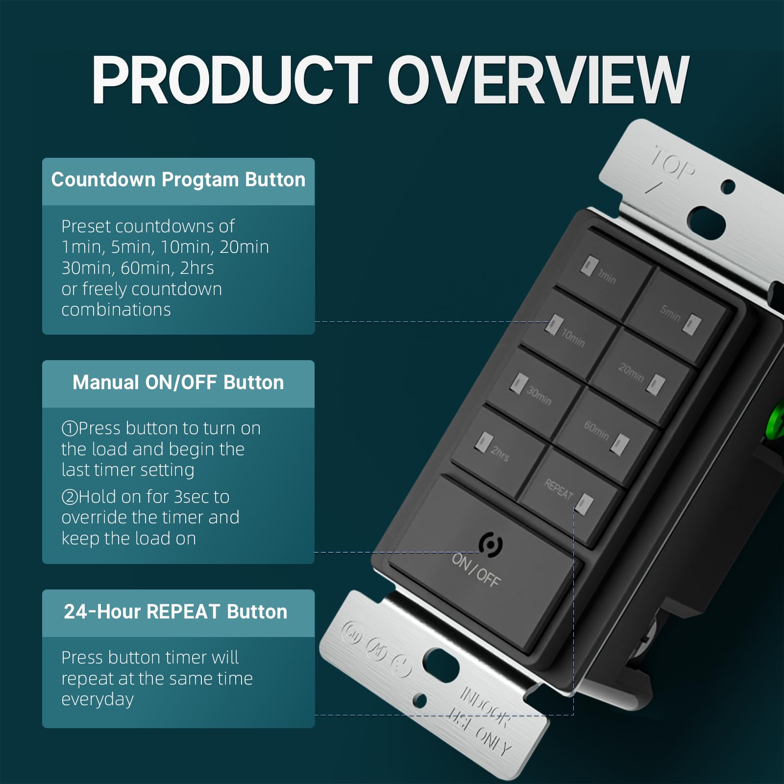 Snapklik.com : TOPELER Countdown Digital in-Wall Timer Switch, Delay ...