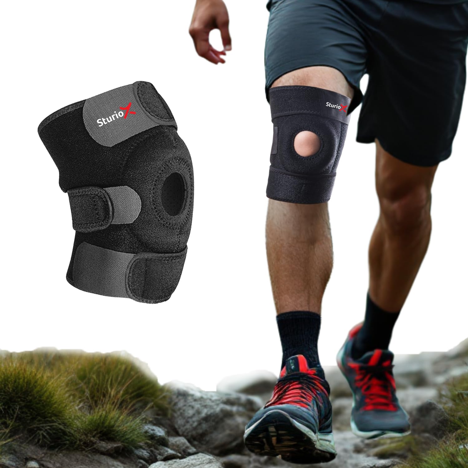 Buy Sturioz Universal Open Patella Knee Support for Men & Women With ...