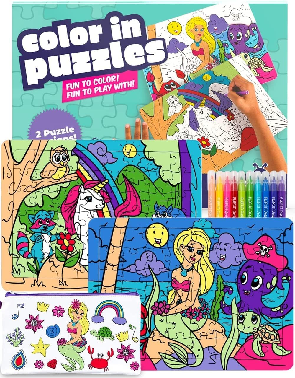 Amazon.com: PURPLE LADYBUG Color Your Own Puzzle for Kids - Fun Unicorn ...