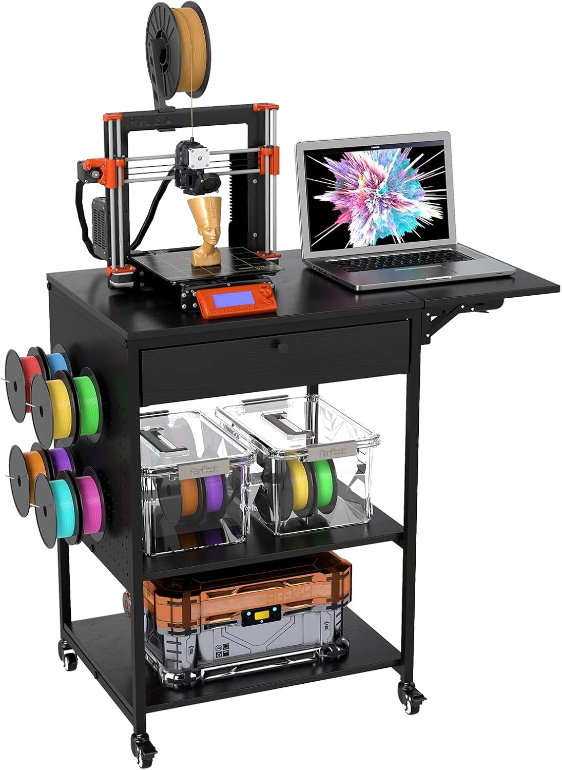 Amazon.com: ybaymy 3D Printer Table with Filament Storage, Rolling 3D ...