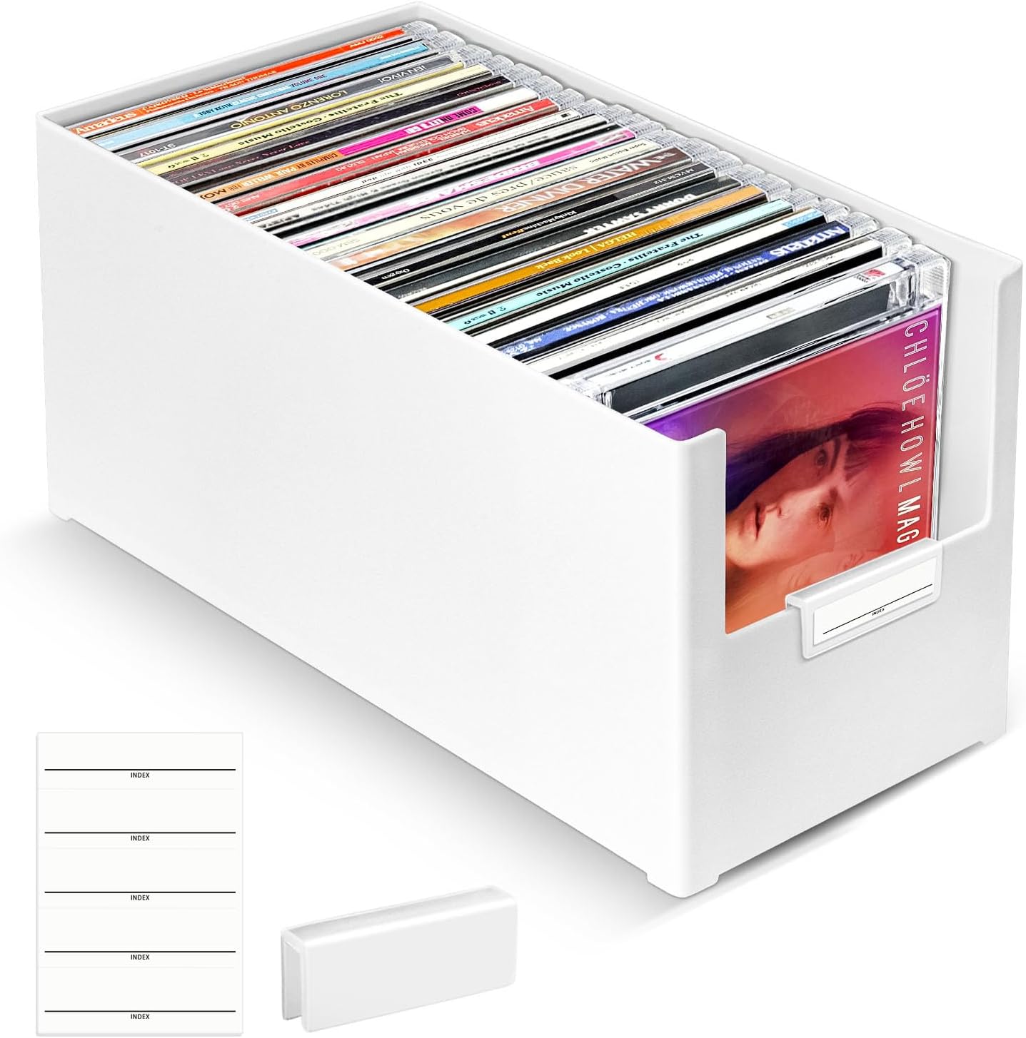 CD Storage Box, Stackable Plastic CD Organizer, Hold Up to 25 CDs, CD ...
