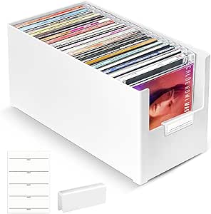 CD Storage Box, Stackable Plastic CD Organizer, Hold Up to 25 CDs, CD ...