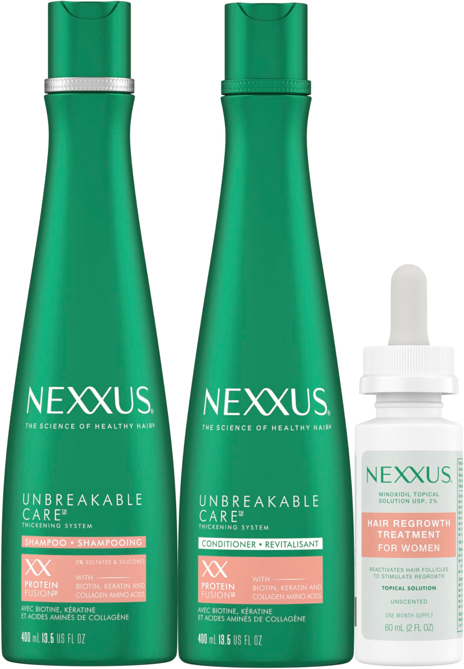 Amazon.com : Nexxus Minoxidil Shampoo Conditioner & Leave-In Hair Serum ...