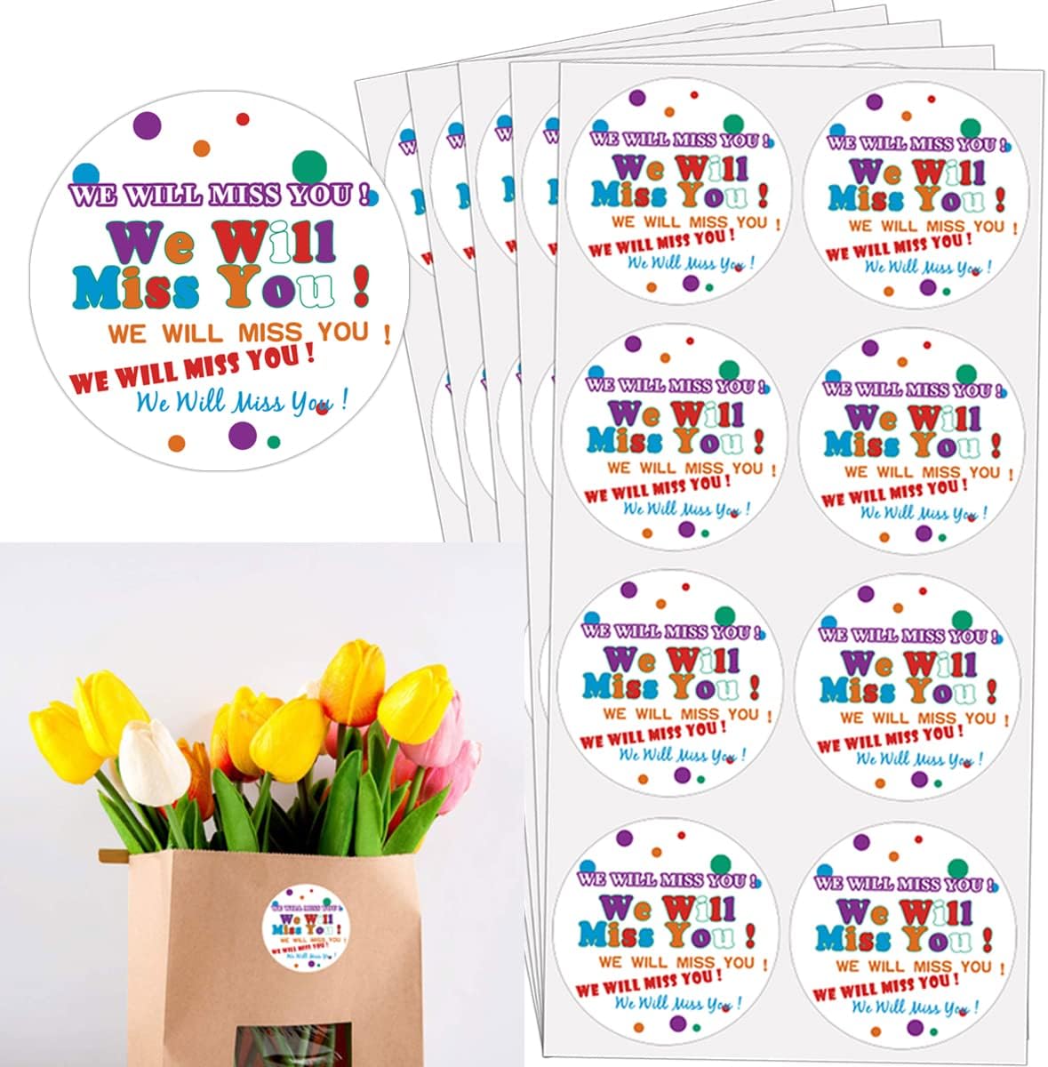 Amazon.com: We Will Miss You Stickers,2 Inch I Will Miss You Tags ...