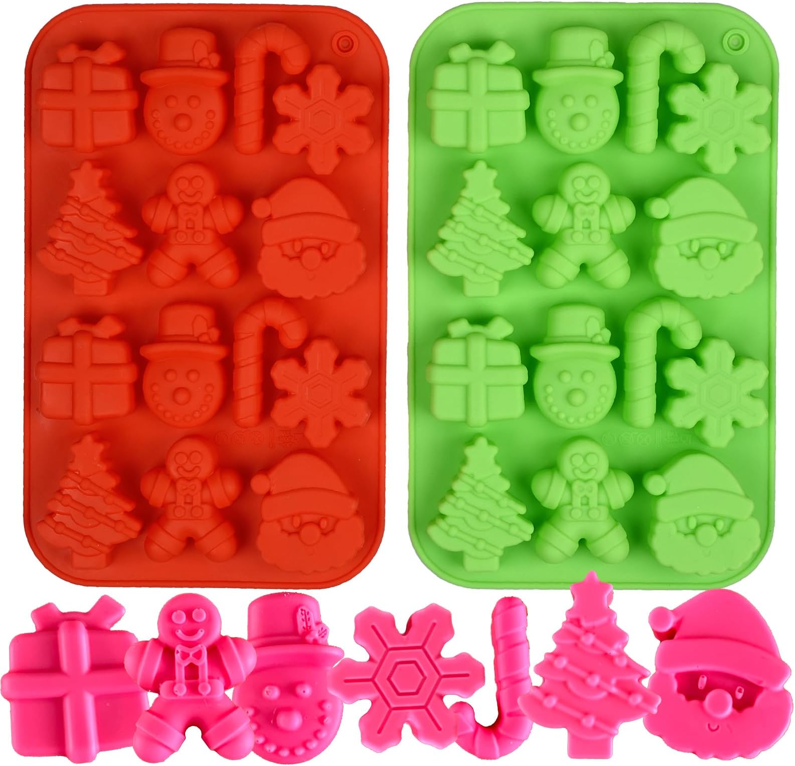 Amazon.com: 2PCS Christmas Silicone Molds, 14-Cavity Santa Claus ...