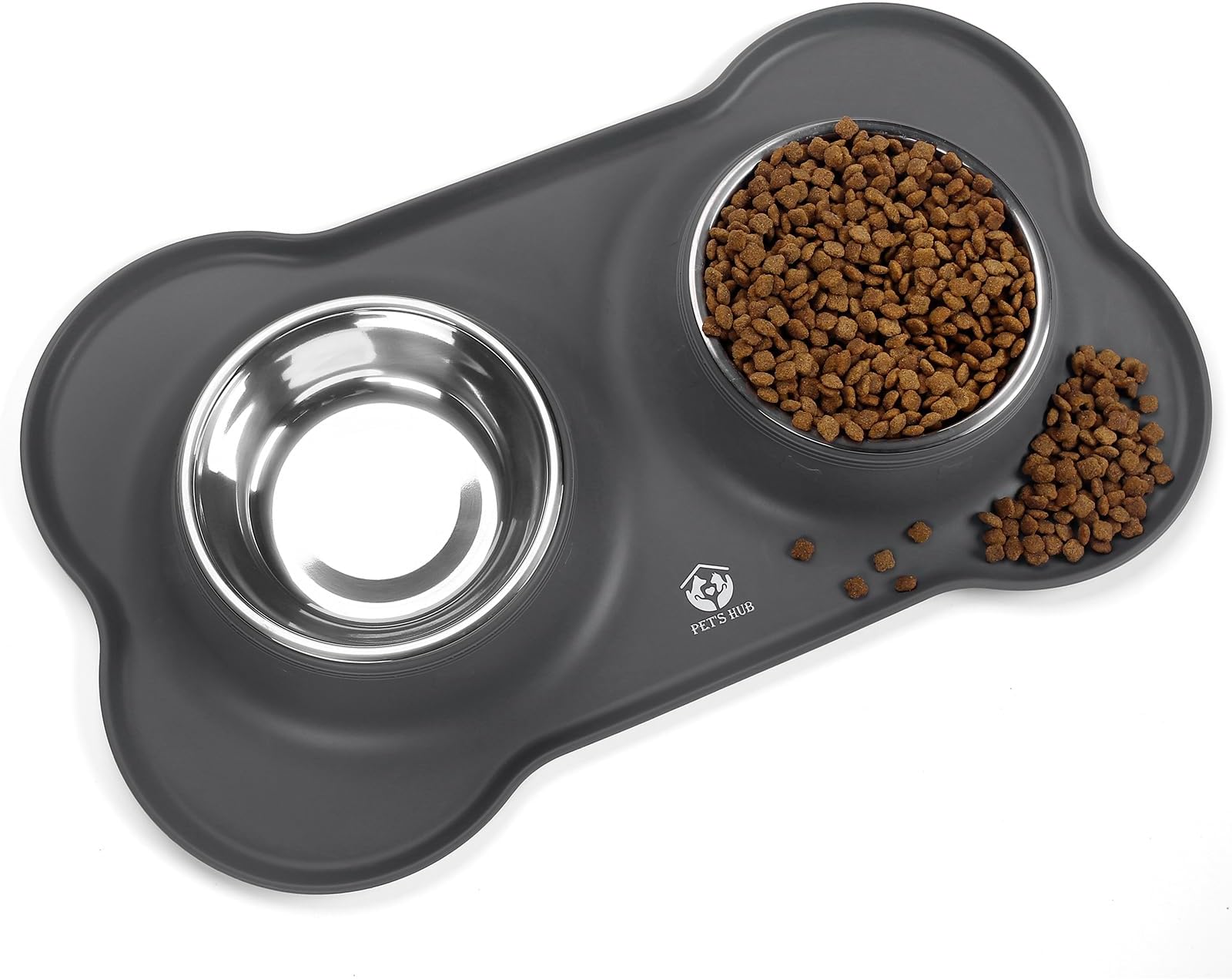 PET'S HUB Pet Feeding Bowl Set, Double Bowls with Silicone Mat Tray for ...